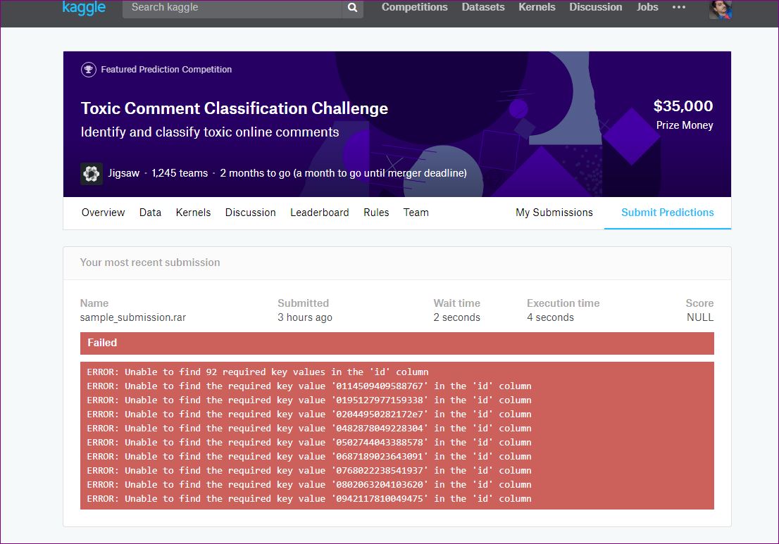 What Should I Do I Am Geting Submission Error Data Science And 4508