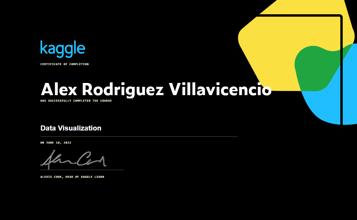 Alex Rodriguez Villavicencio completed the Data Visualization course on ...