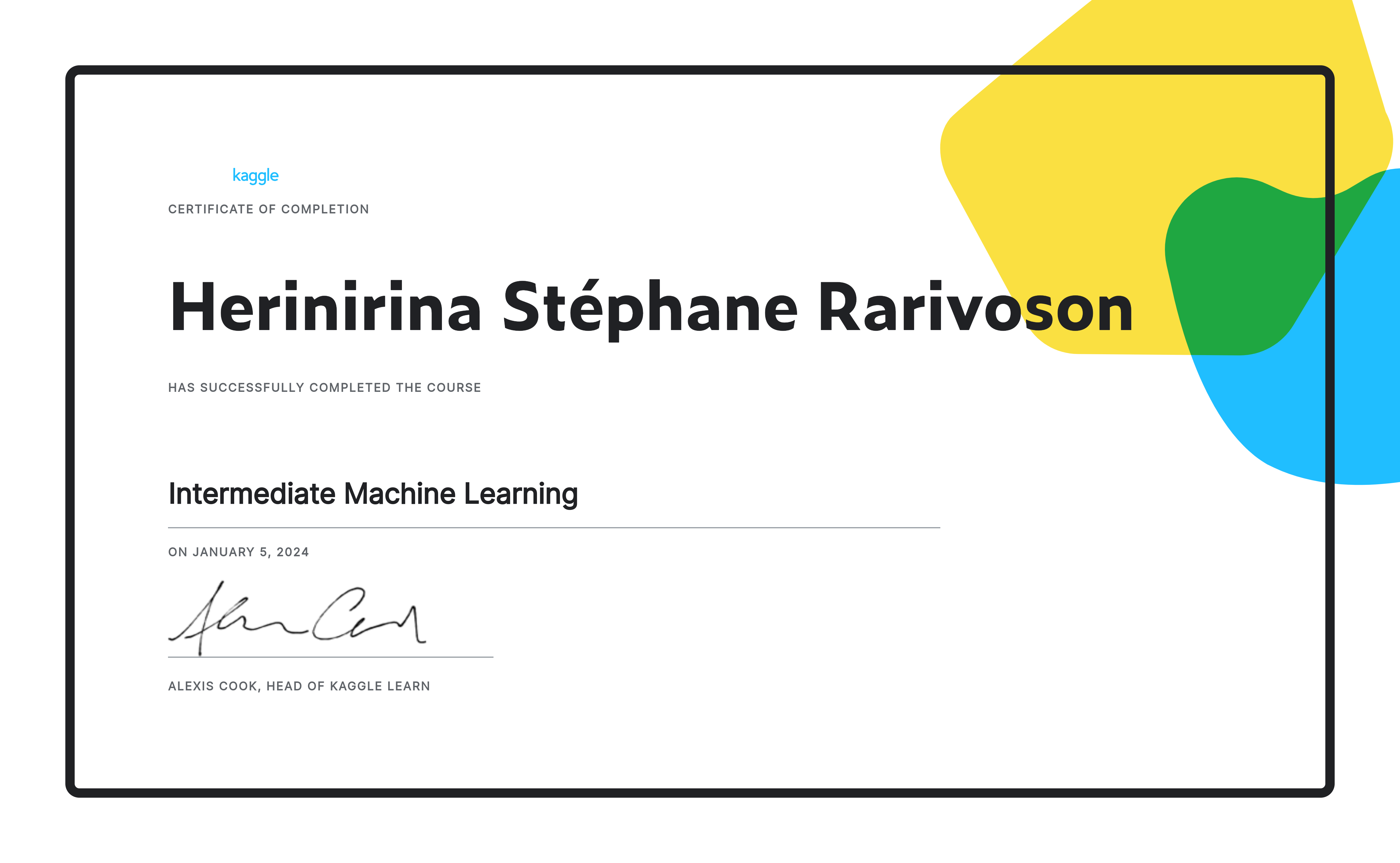 Herinirina Stéphane Rarivoson completed the Intermediate Machine ... Herinirina Stéphane Rarivoson completed the Intermediate Machine ...