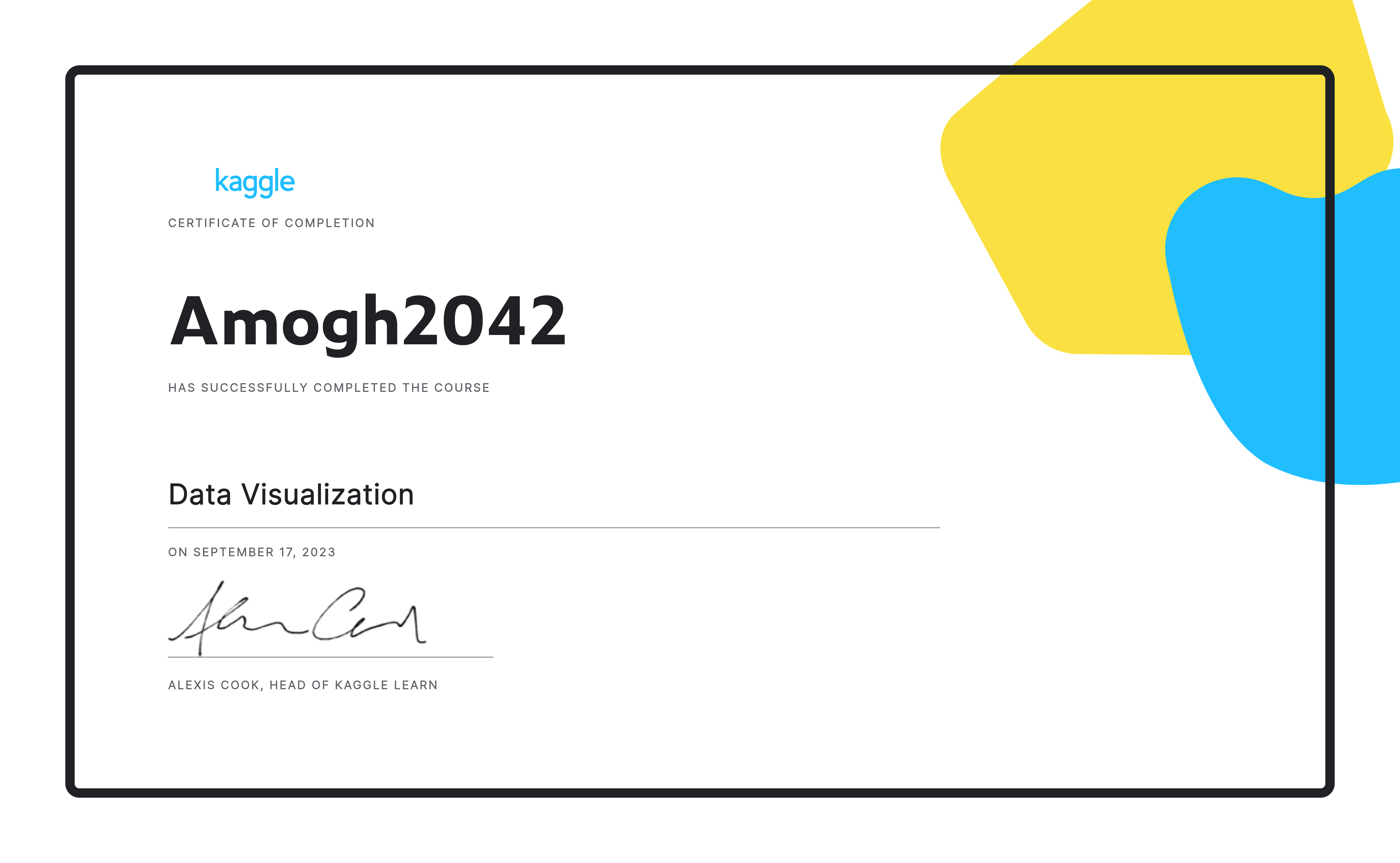 Amogh2042 completed the Data Visualization course on Kaggle!