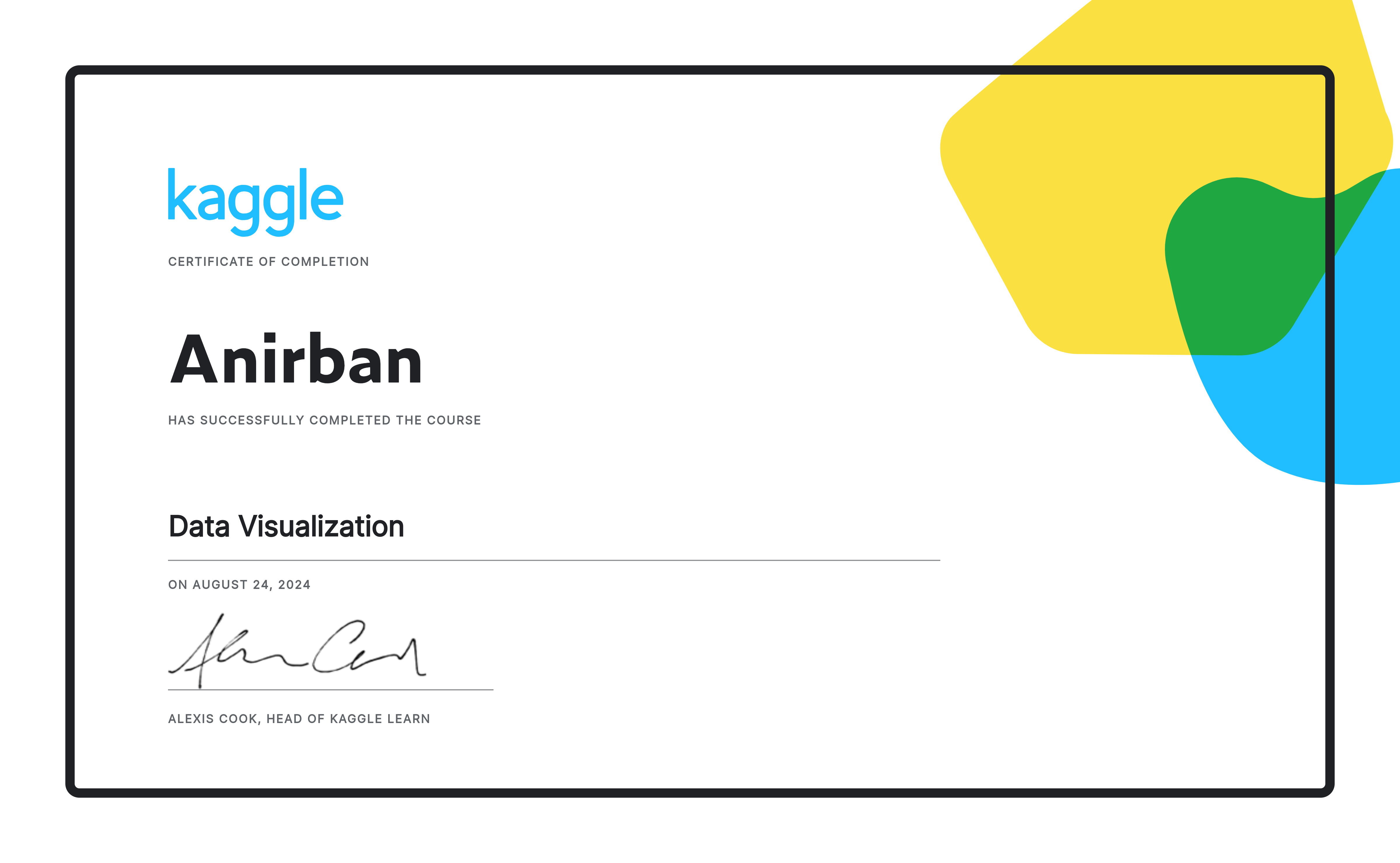 Anirban completed the Data Visualization course on Kaggle!