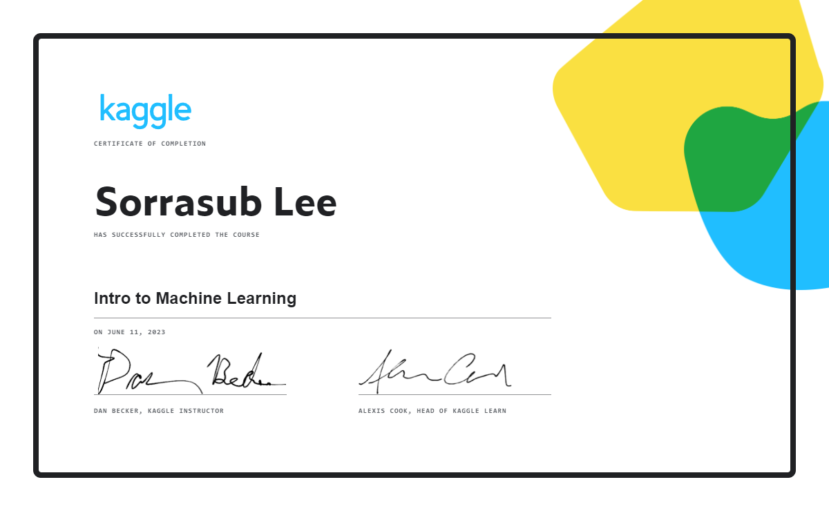 401361-สรทรัพย์ completed the Intro to Machine Learning course on Kaggle!
