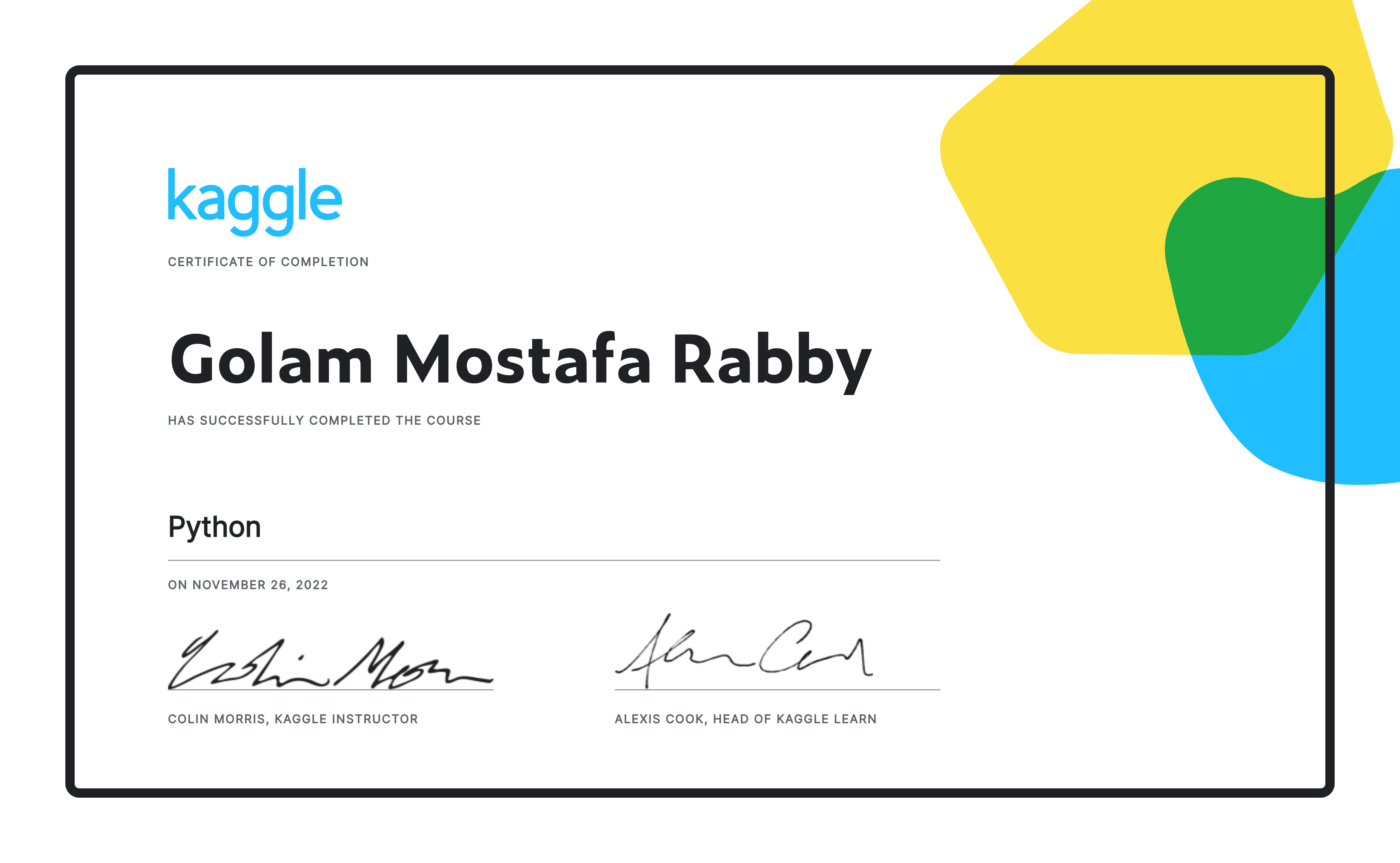Golam Mostafa Rabby completed the Python course on Kaggle!