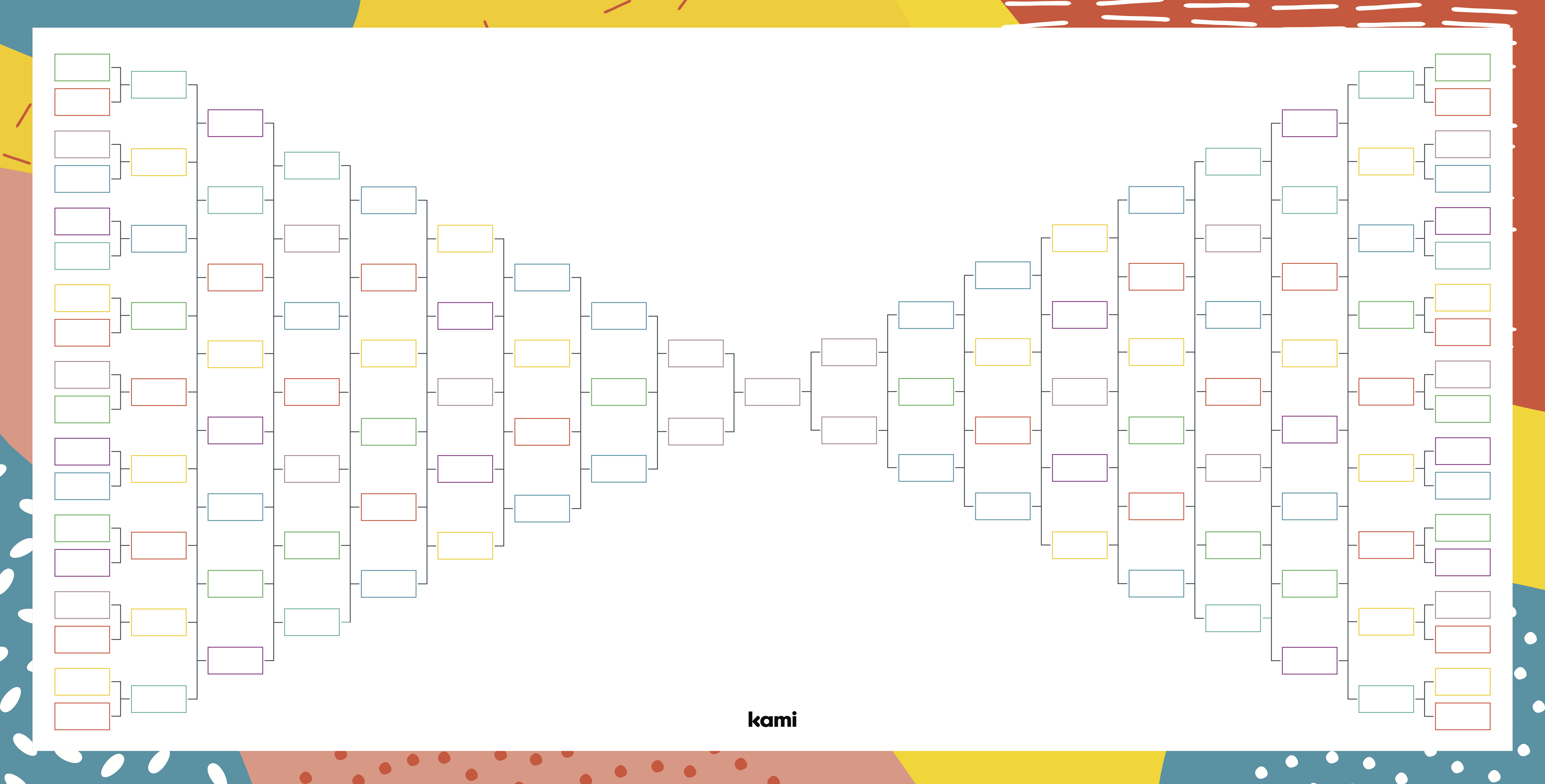 Tournament Template 18 Brackets | Colored Box | March Madness for ...