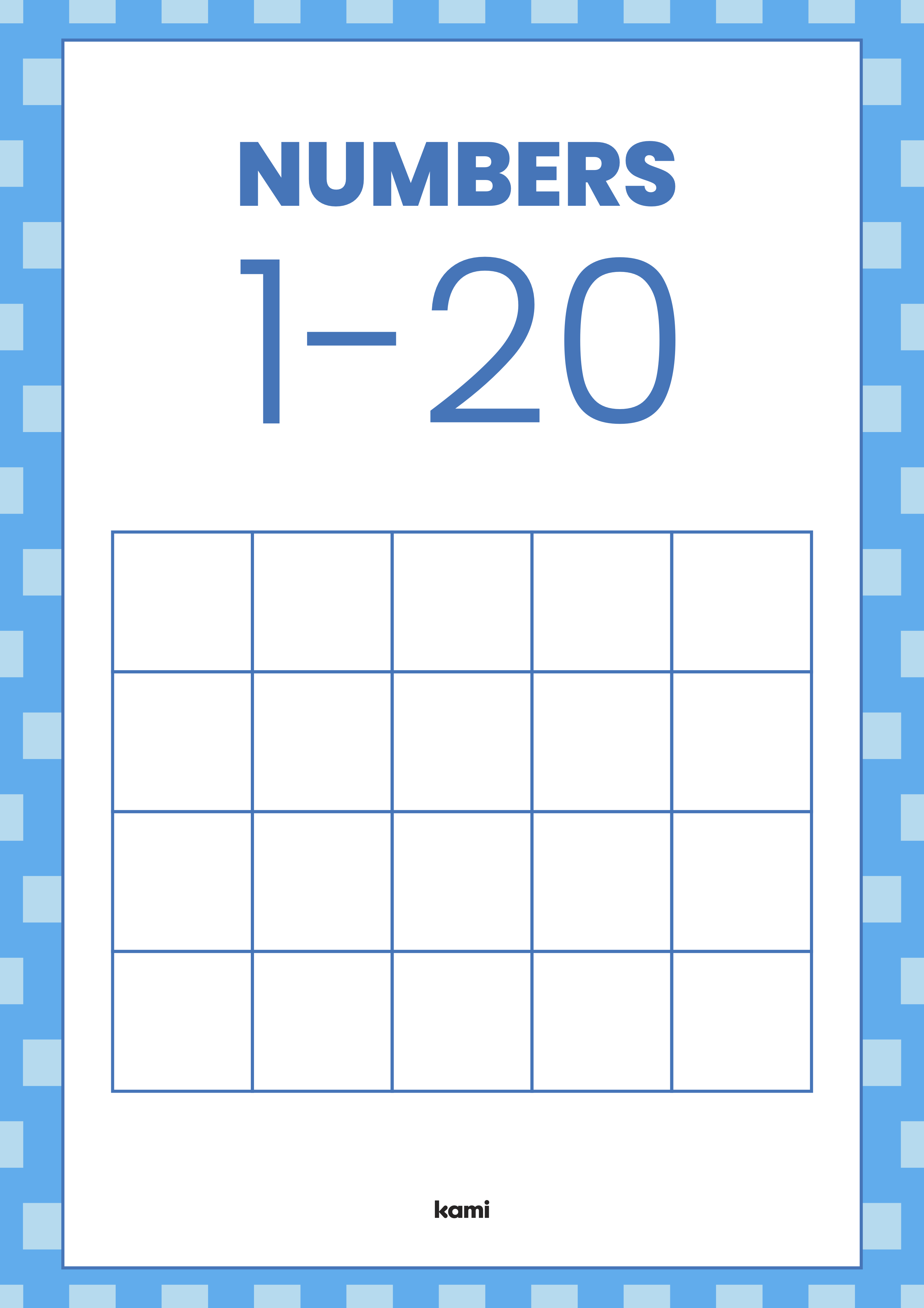 Number Chart 1 20 Blank For Teachers Perfect For Grades 1st 2nd