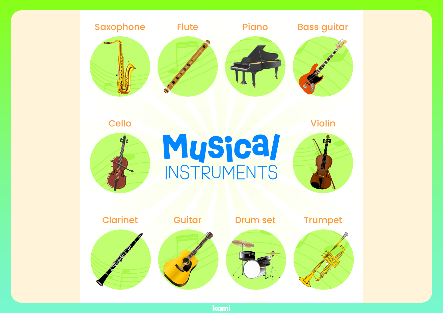 Identifying Musical Instruments Worksheet Landscape | Answer Key for ...