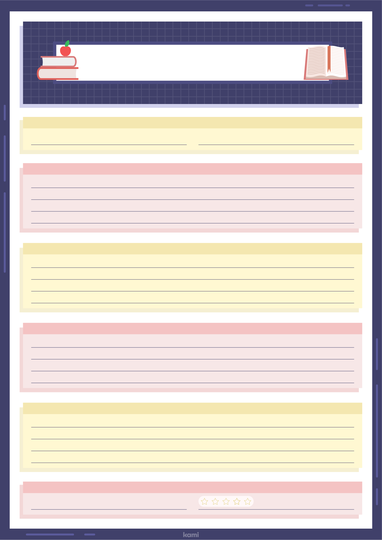 Book Report Template | Blue Blank for Teachers | Perfect for grades ...