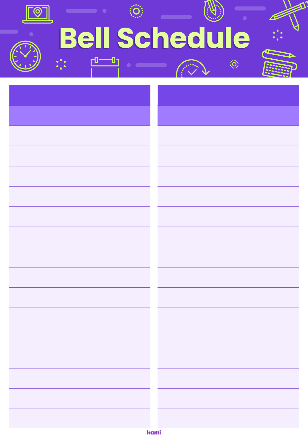 Bell Schedule | Purple for Teachers | Perfect for grades 3rd, 4th, 5th ...