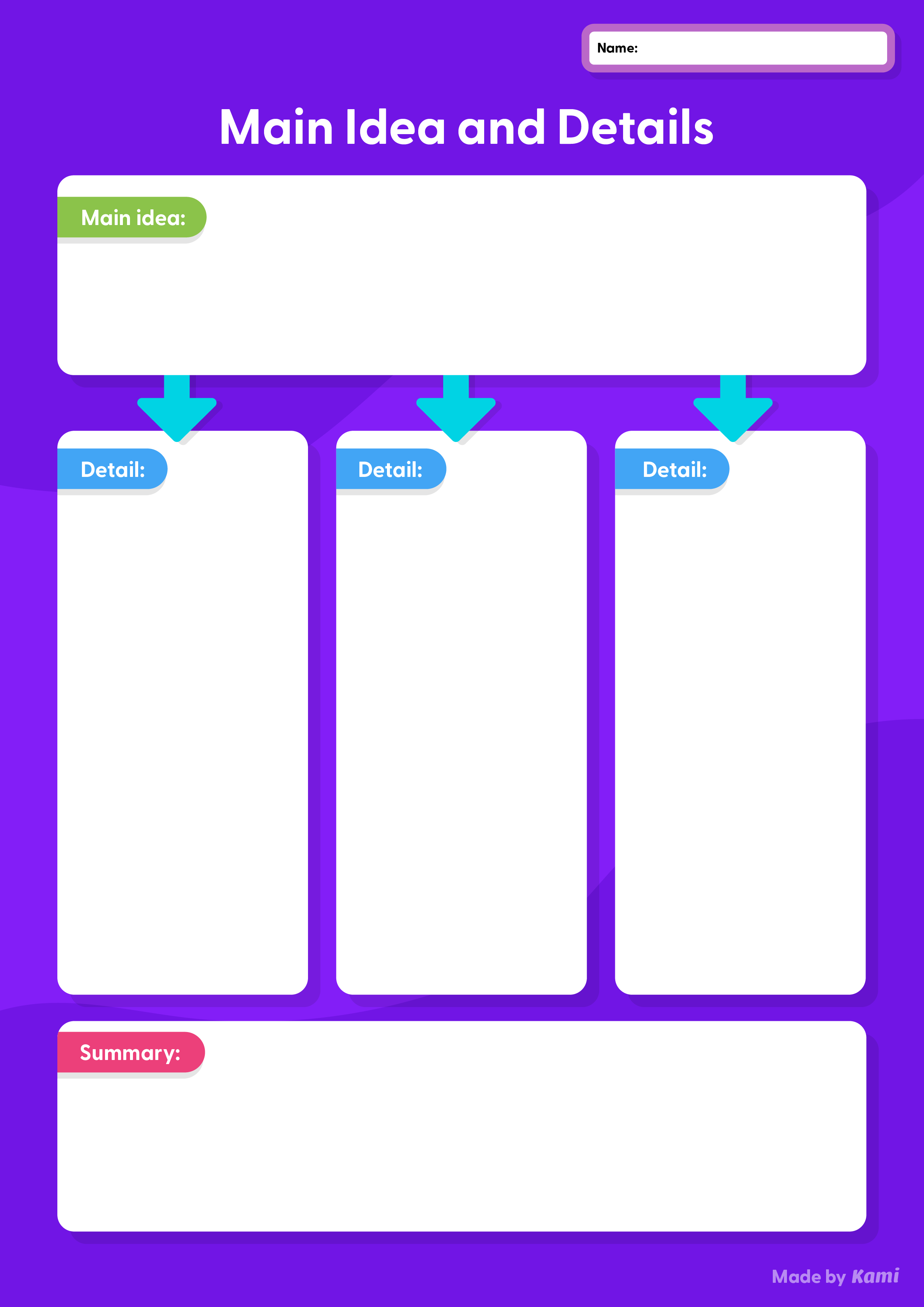 Main Idea & Supporting Details | Purple for Teachers | Perfect for ...