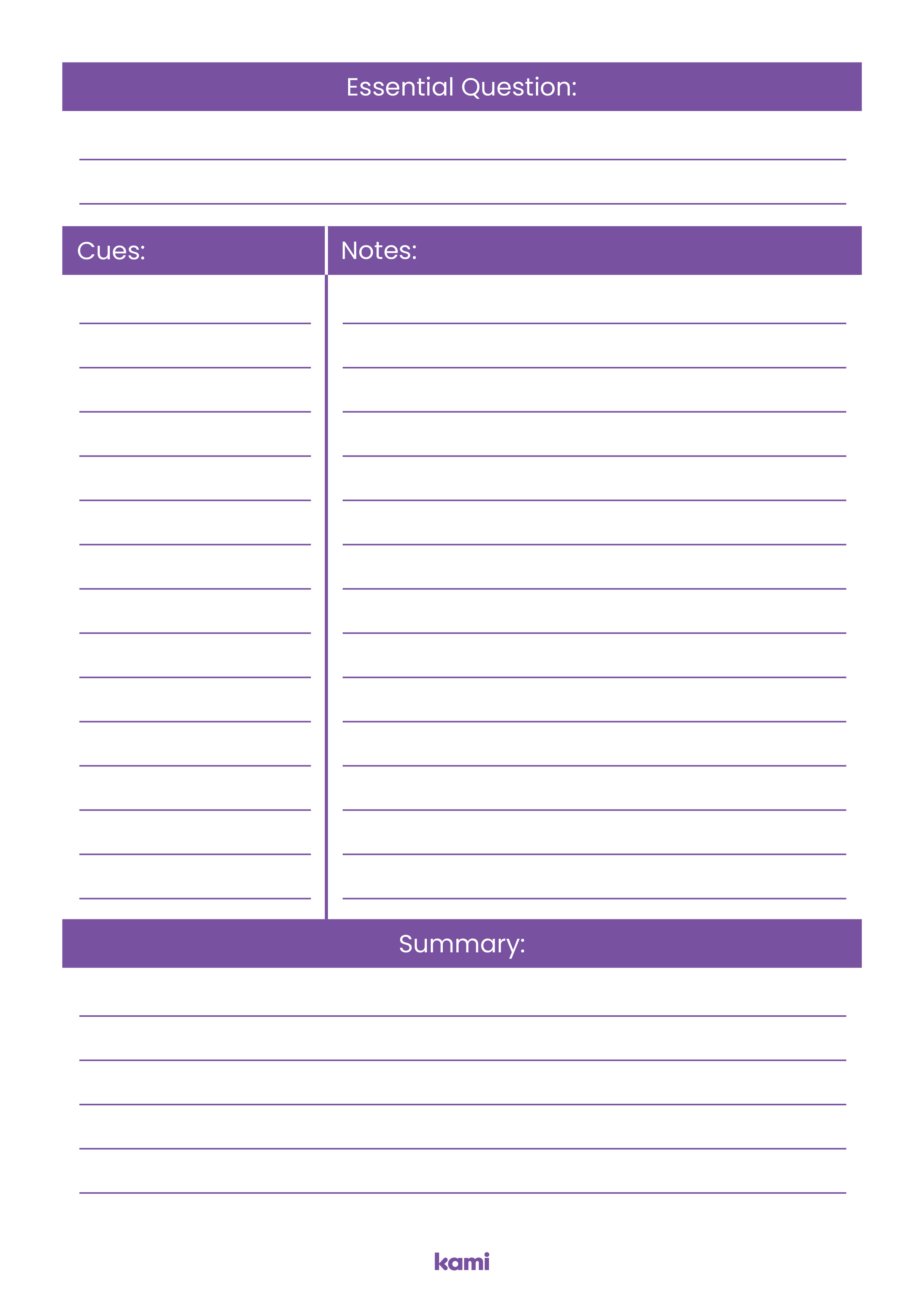 Cornell Notes | Dark Purple Lined for Teachers | Perfect for grades ...