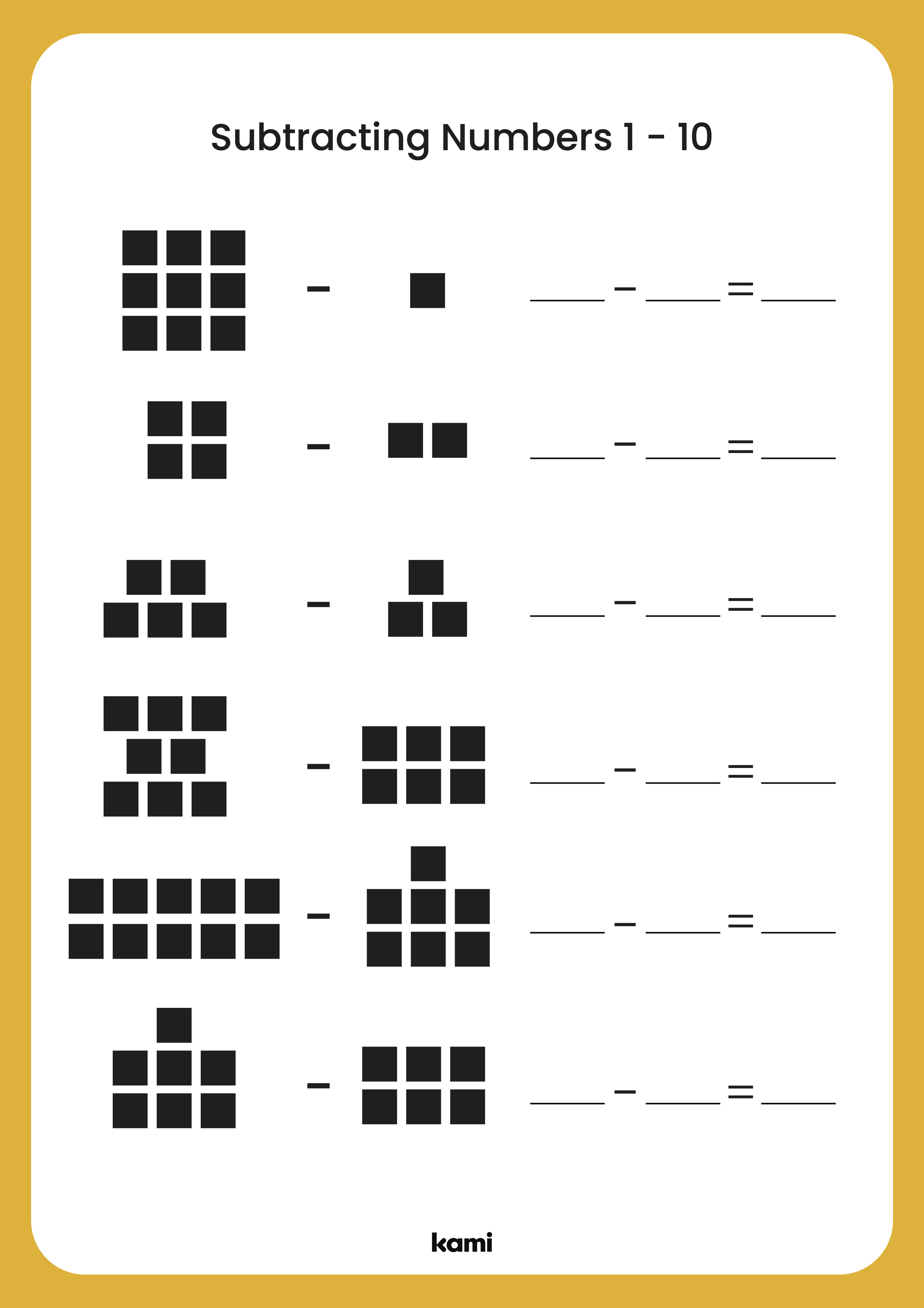 Subtracting Numbers 1-10 for Teachers | Perfect for grades 1st, 2nd ...