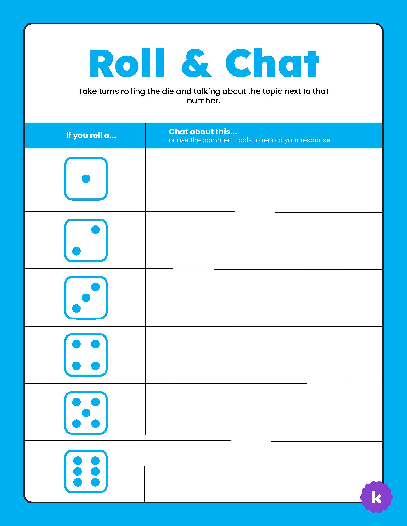 Roll & Chat for Teachers | Perfect for grades 10th, 11th, 12th, 1st ...