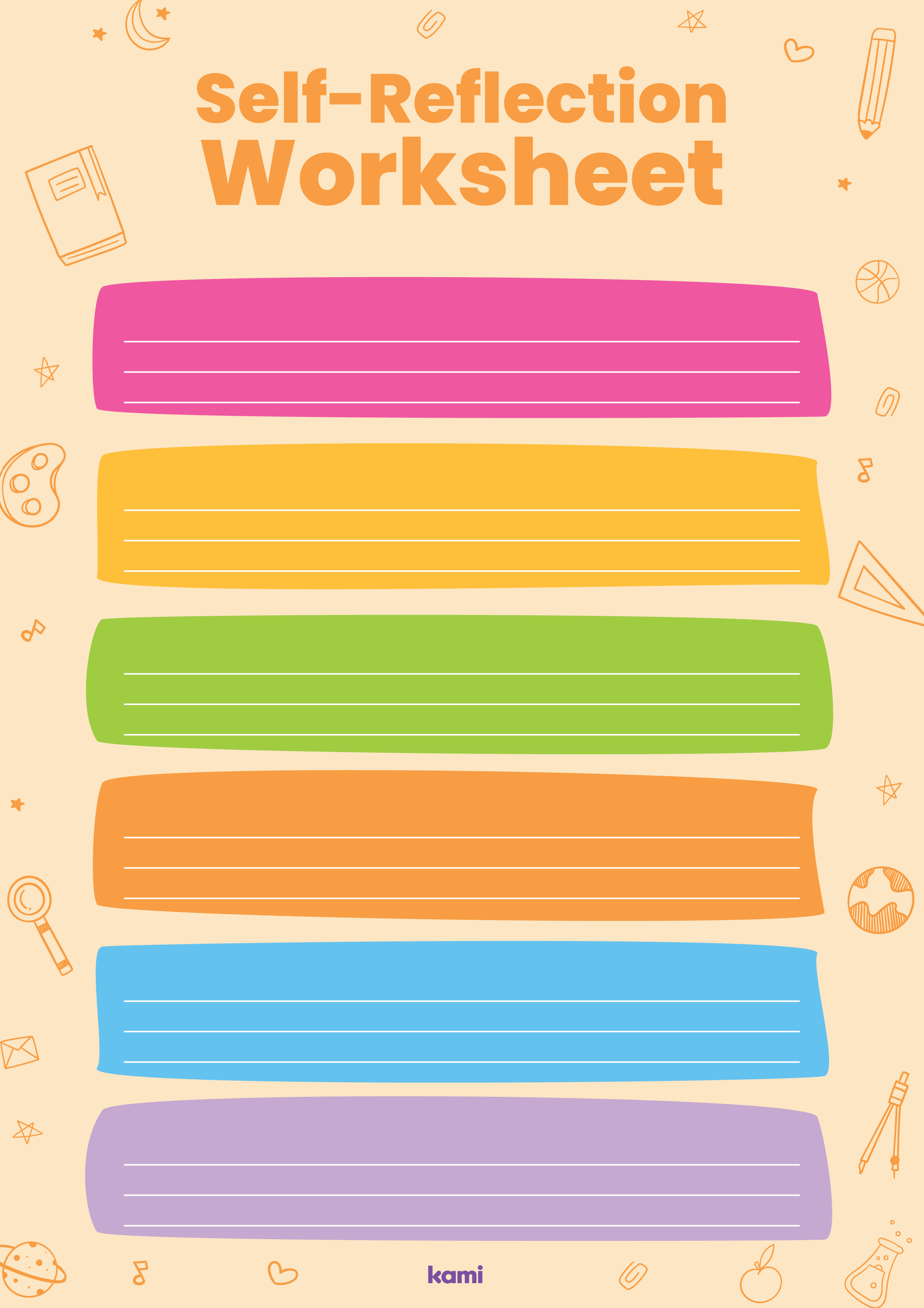 Self-Reflection Worksheet | Colored Blank for Teachers | Perfect for ...