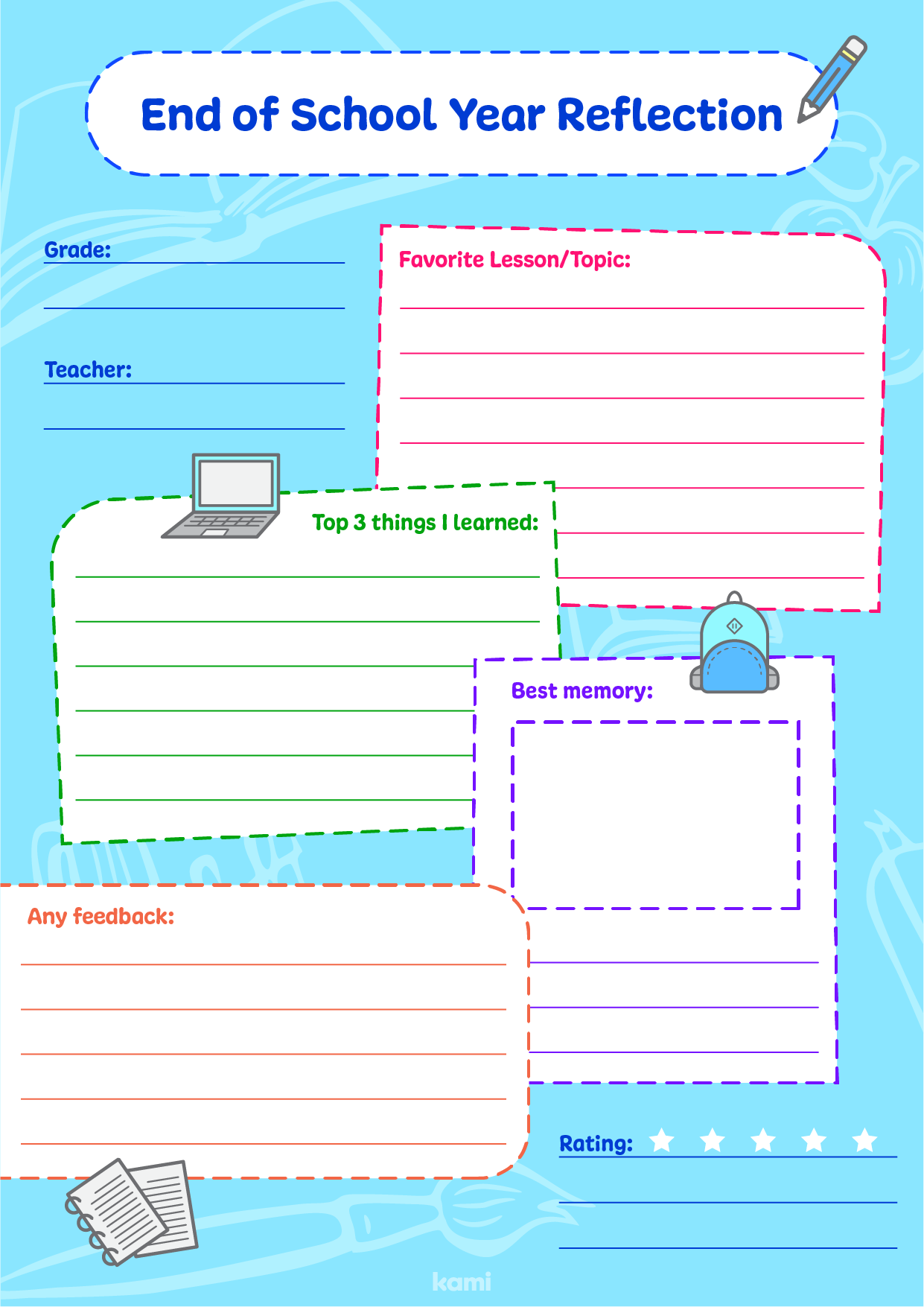 End of School Year Reflection | Blue for Teachers | Perfect for grades ...