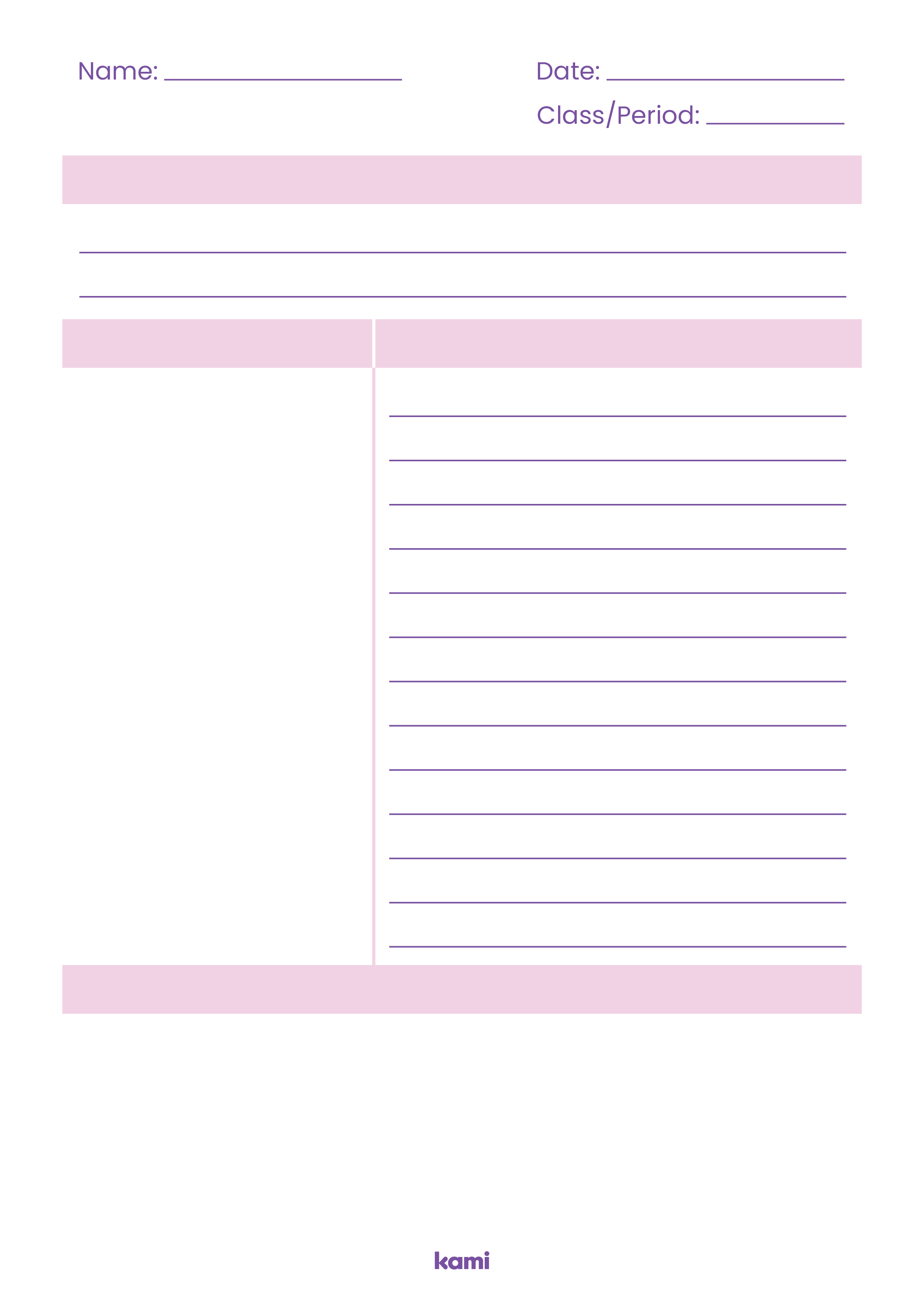 Cornell Notes | Purple Blank for Teachers | Perfect for grades 10th ...
