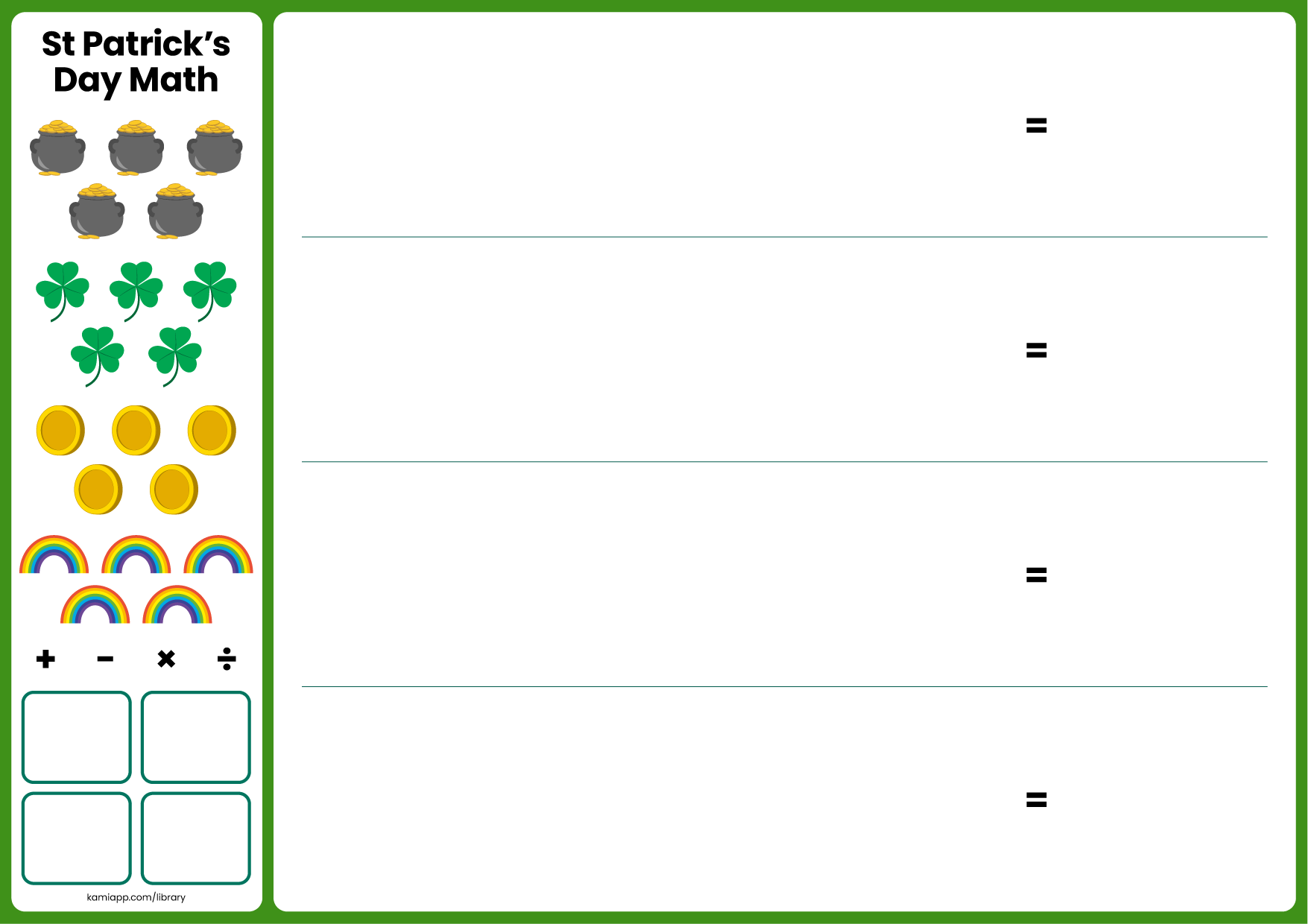St. Patrick's Day Counting Worksheet | Kami Library