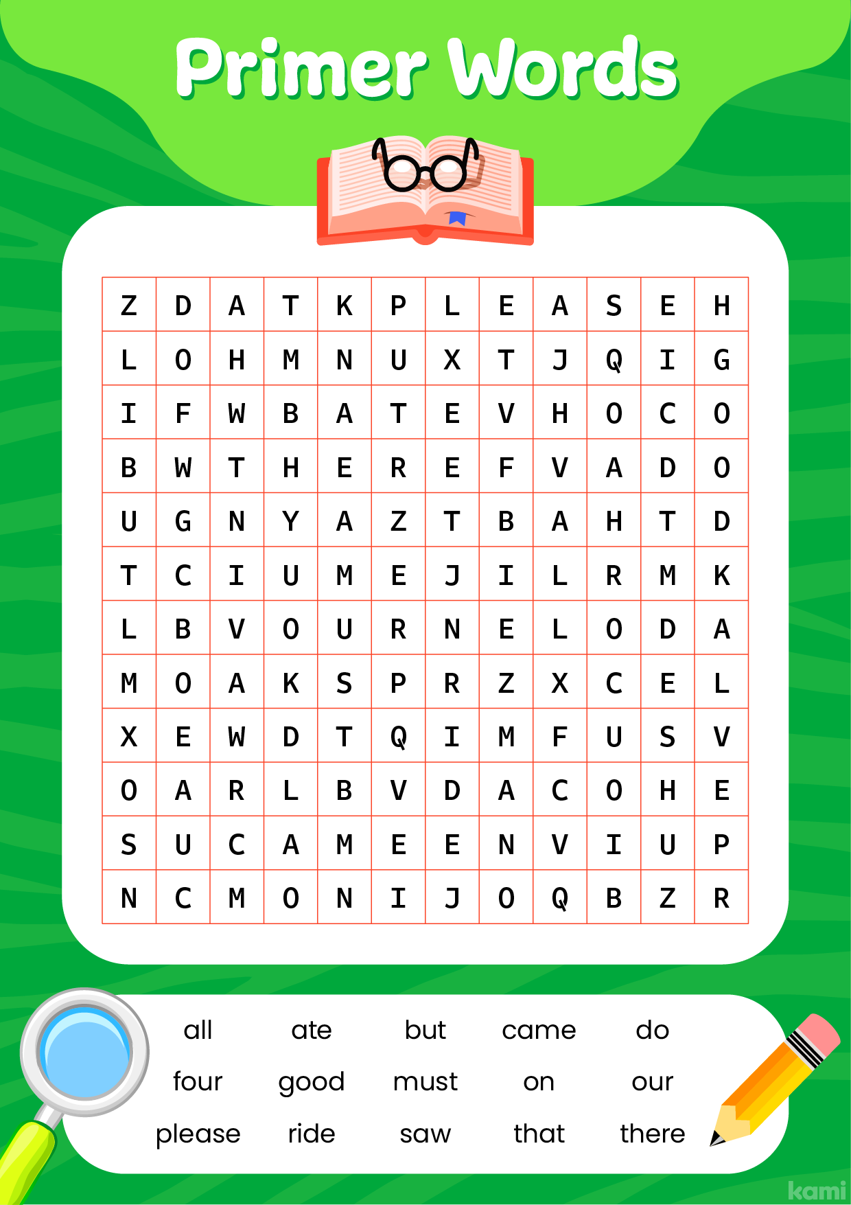 Primer Words Word Search for Teachers | Perfect for grades 1st, 2nd ...