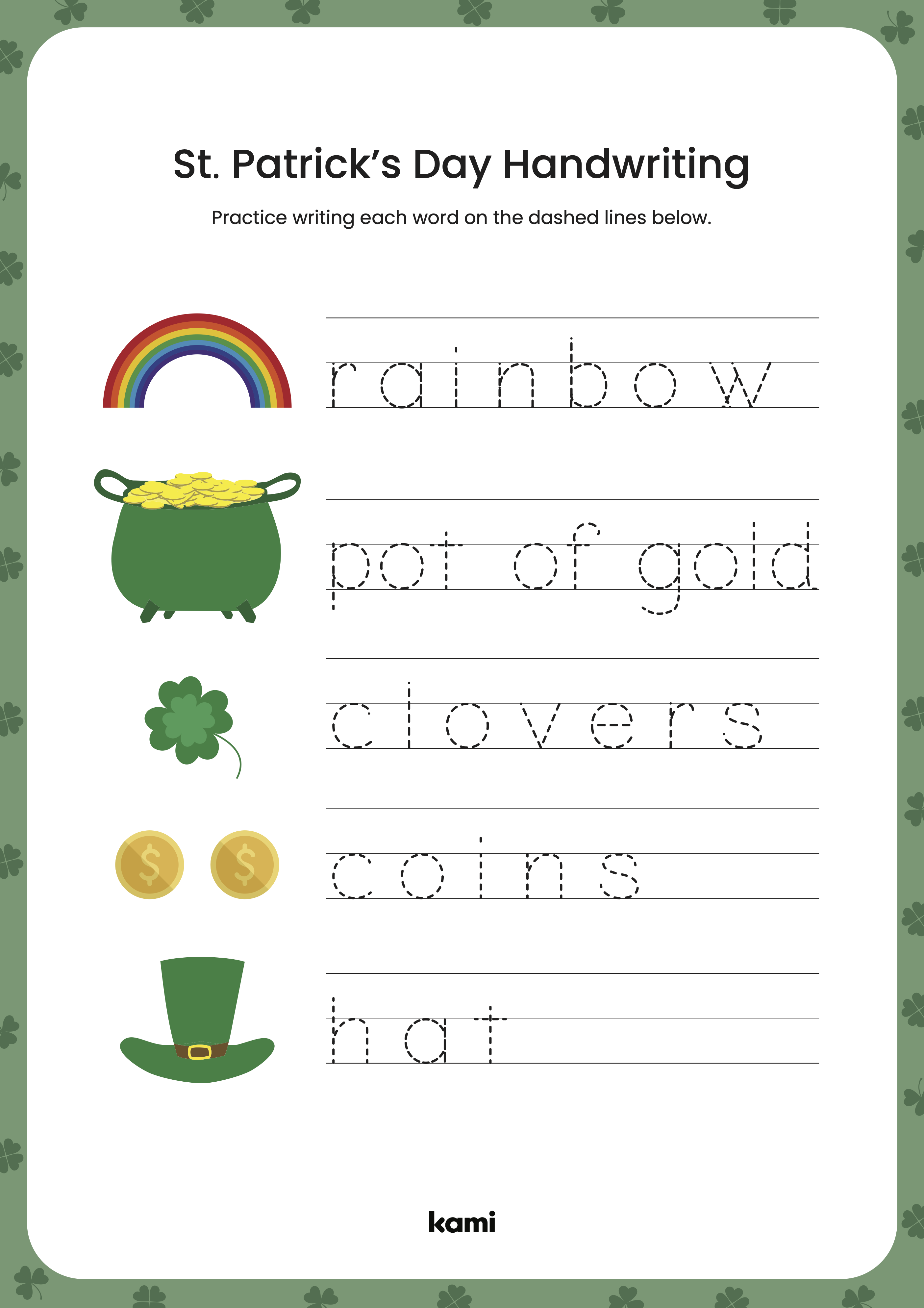 St Patrick s Day Handwriting Worksheet For Teachers Perfect For
