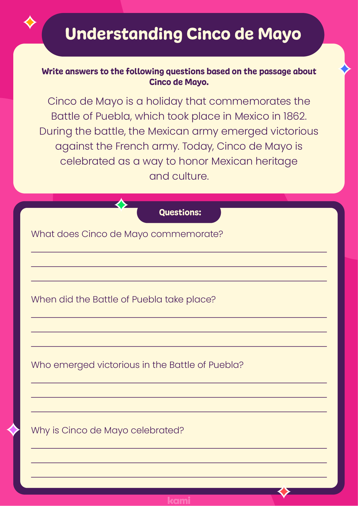 Cinco de Mayo Reading Comprehension for Teachers | Perfect for grades ...