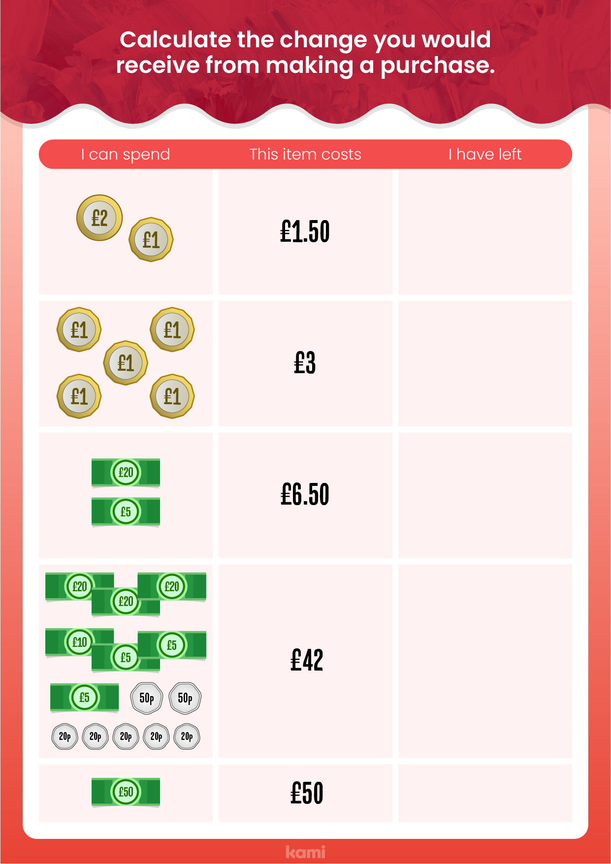 Making Change Worksheet | GBP £ for Teachers | Perfect for grades 1st ...
