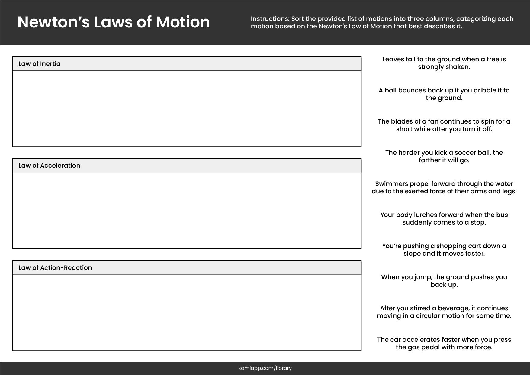 Newton's Law of Motions Drag and Drop Activity for Teachers | Perfect ...