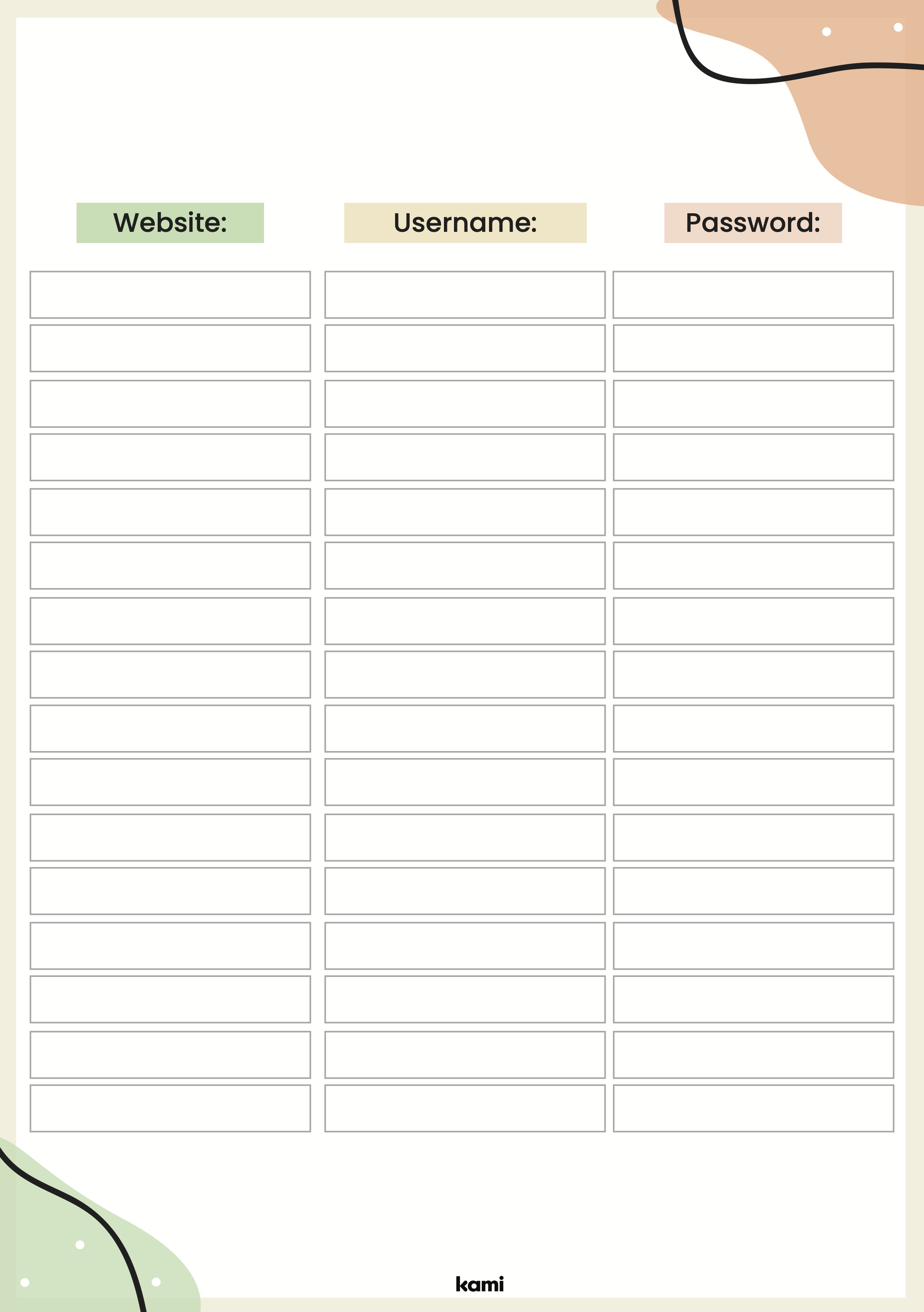 Password Tracker | Fall Colors for Teachers | Perfect for grades 10th ...