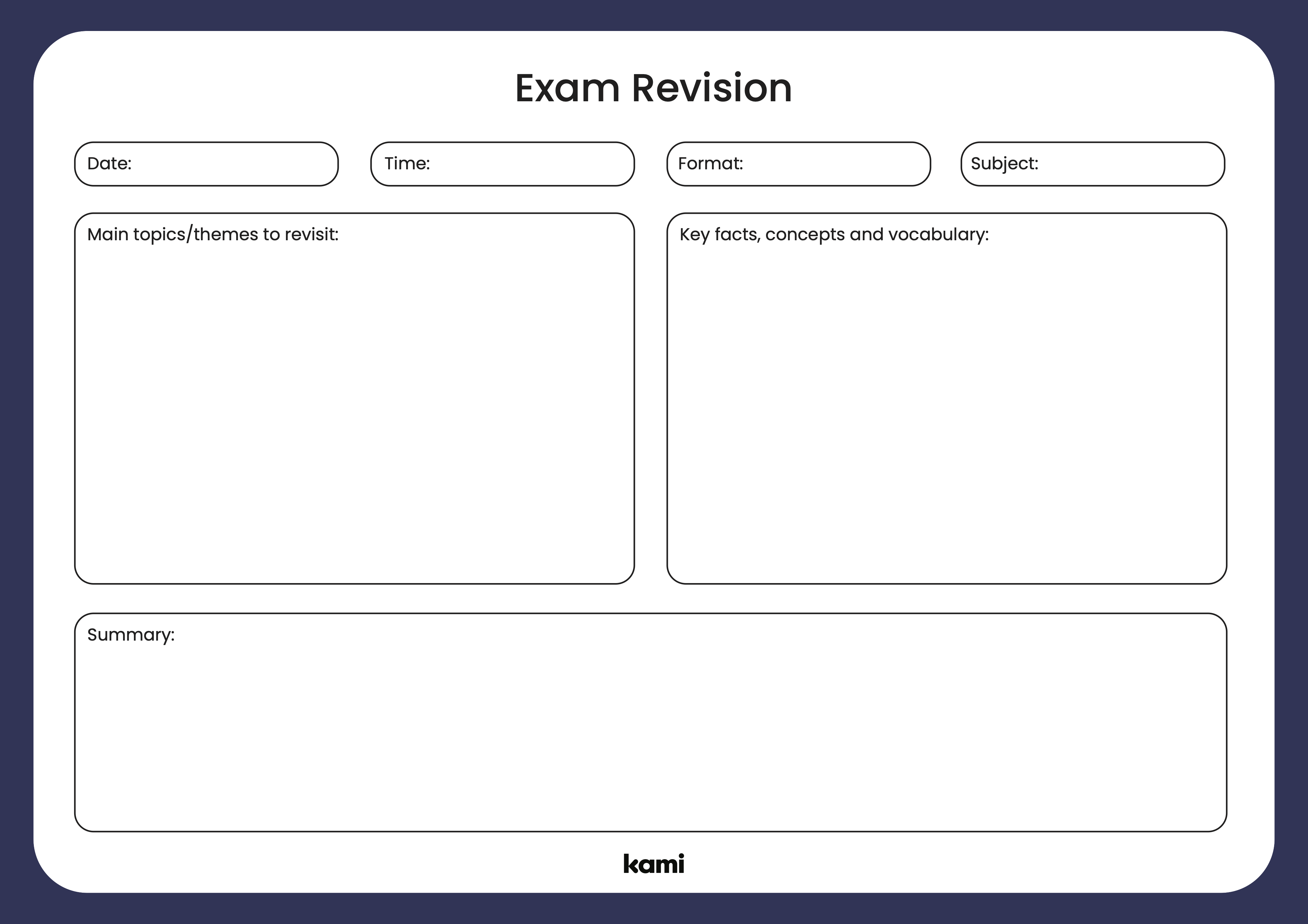 Exam Revision Template For Teachers Perfect For Grades 10th 11th