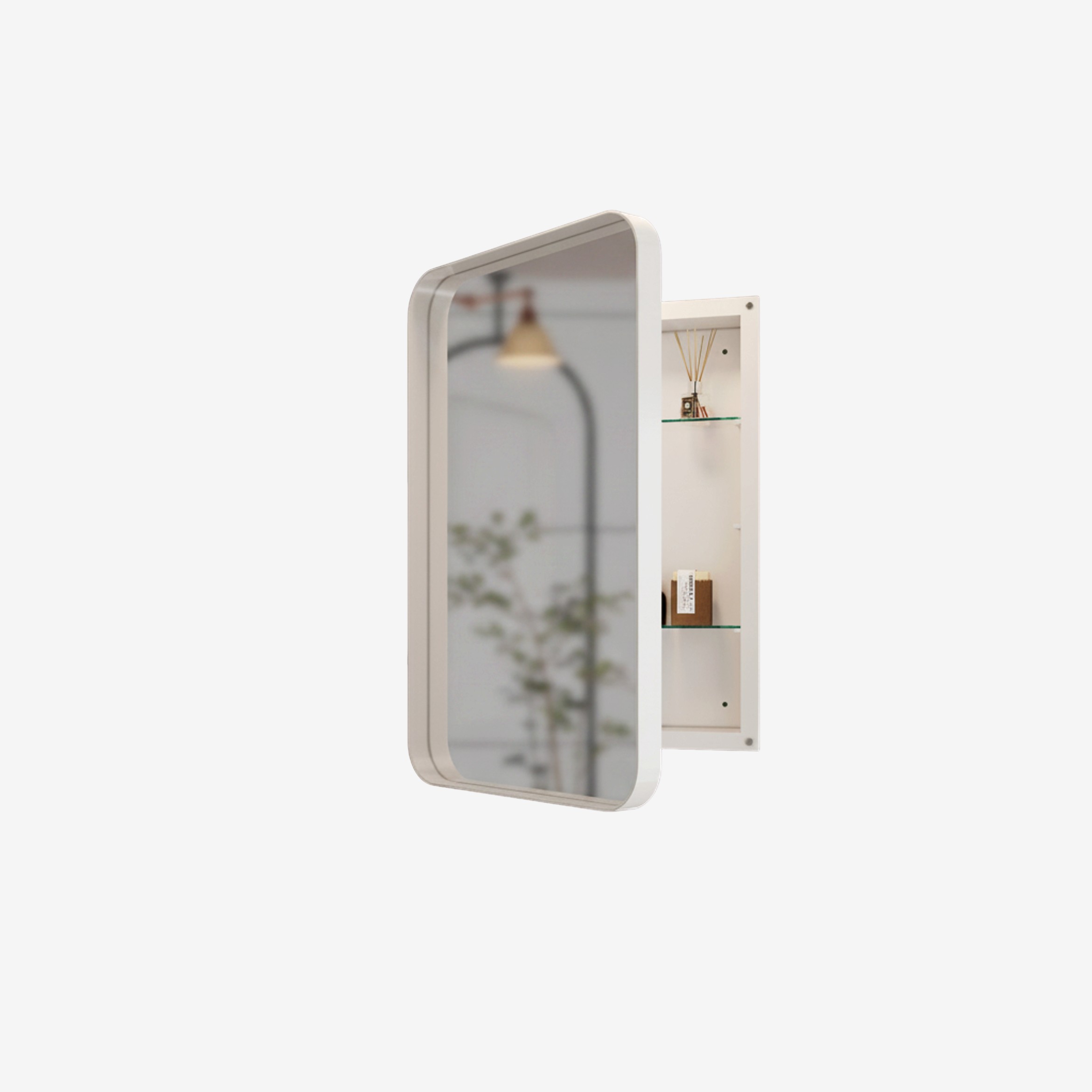 16x24 Inch Recessed White Metal Framed Medicine Cabinet with Mirror and ...