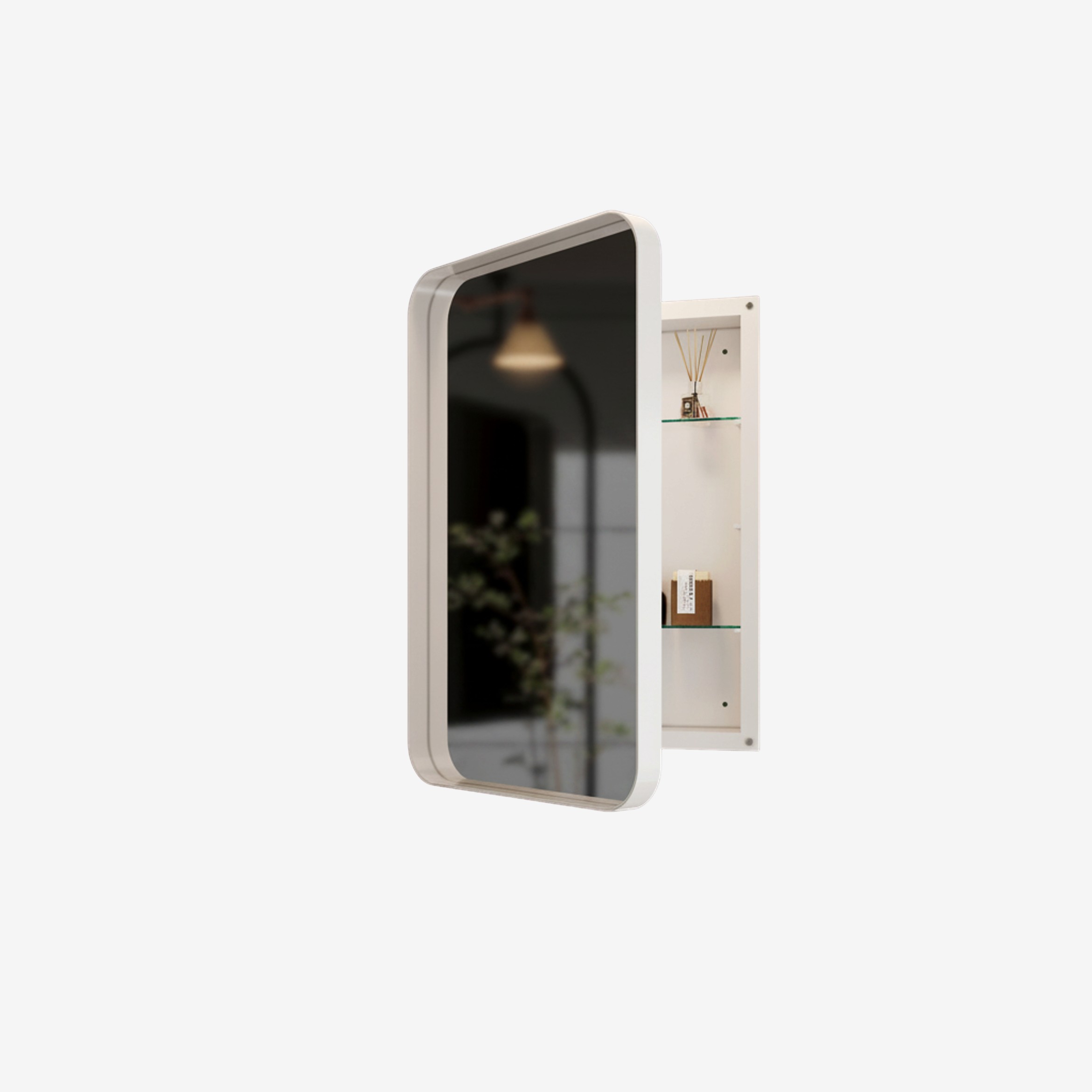 16x24 Inch Recessed White Metal Framed Medicine Cabinet with Mirror and ...