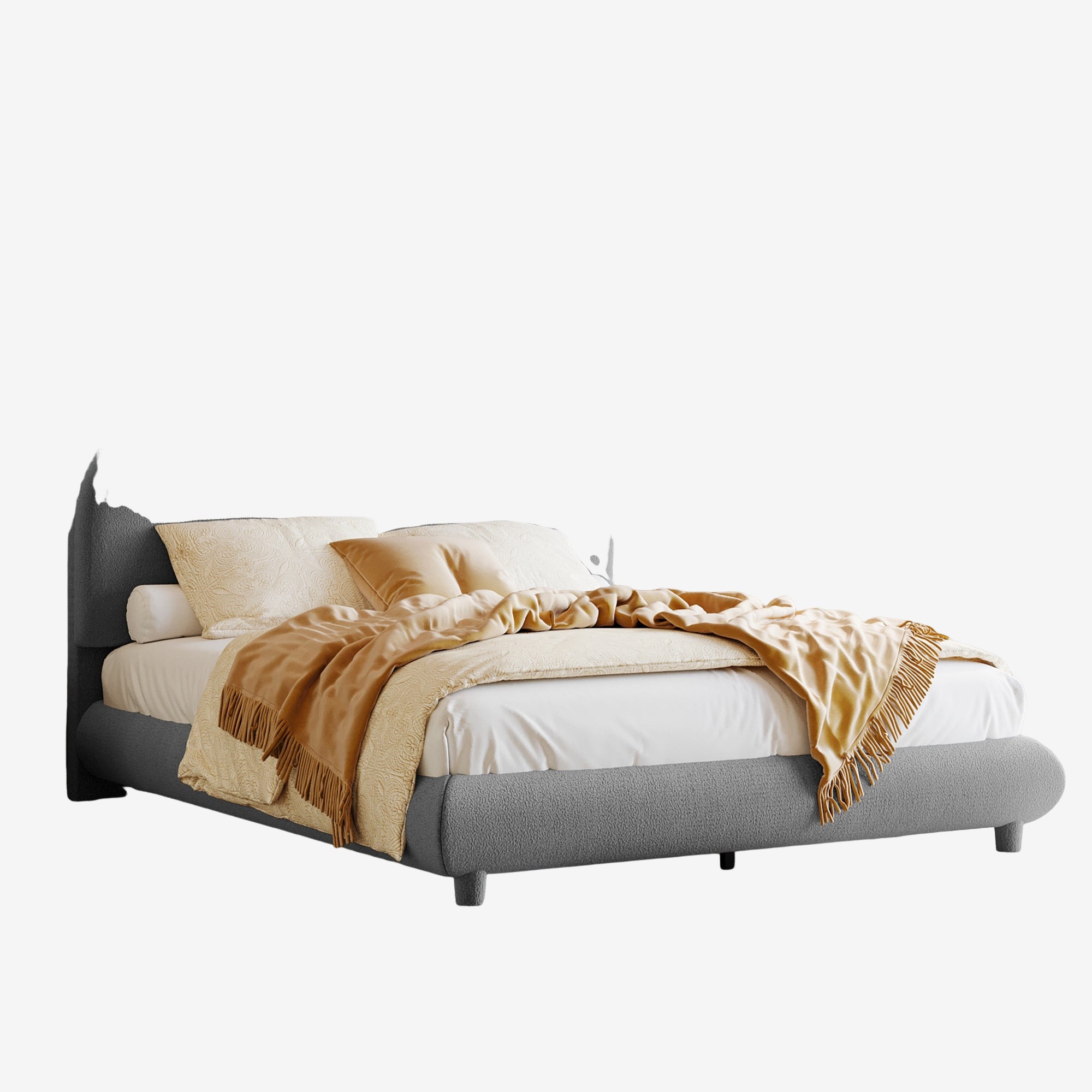 Teddy Fleece Upholstered Platform Bed with Thick Fabric, Solid Frame ...
