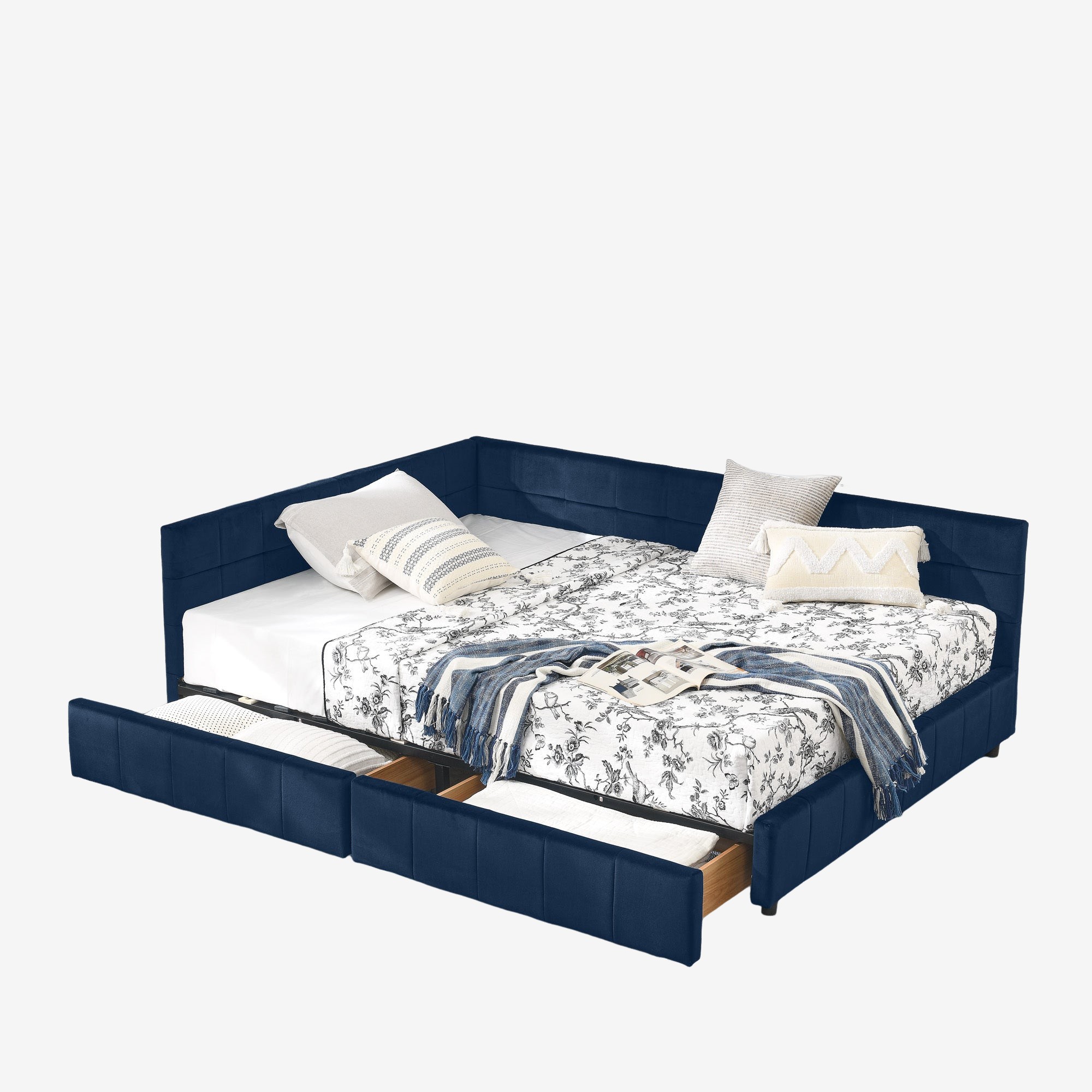 Mid-Century Upholstered Tufted Full Size Storage Bed Frame with ...