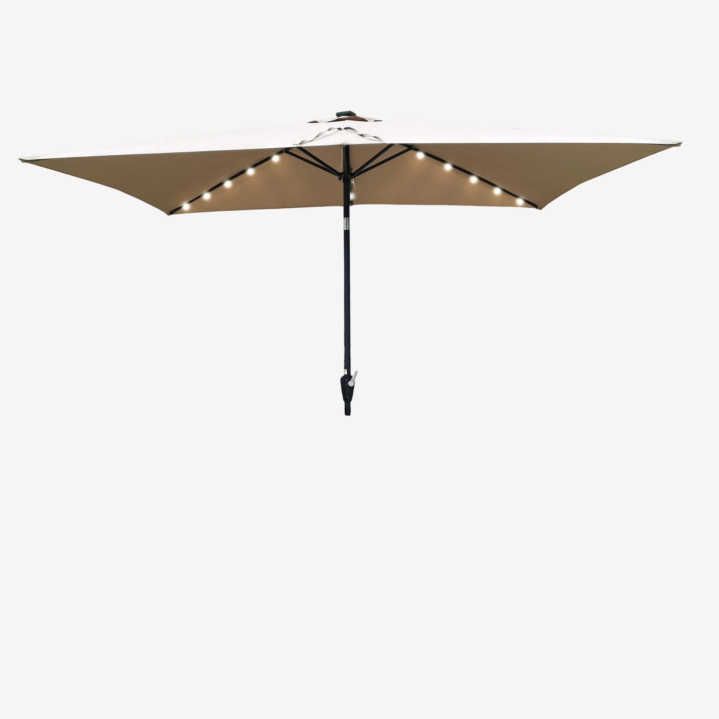 Rectangular Patio Solar LED Lighted Outdoor Umbrellas with Crank and ...