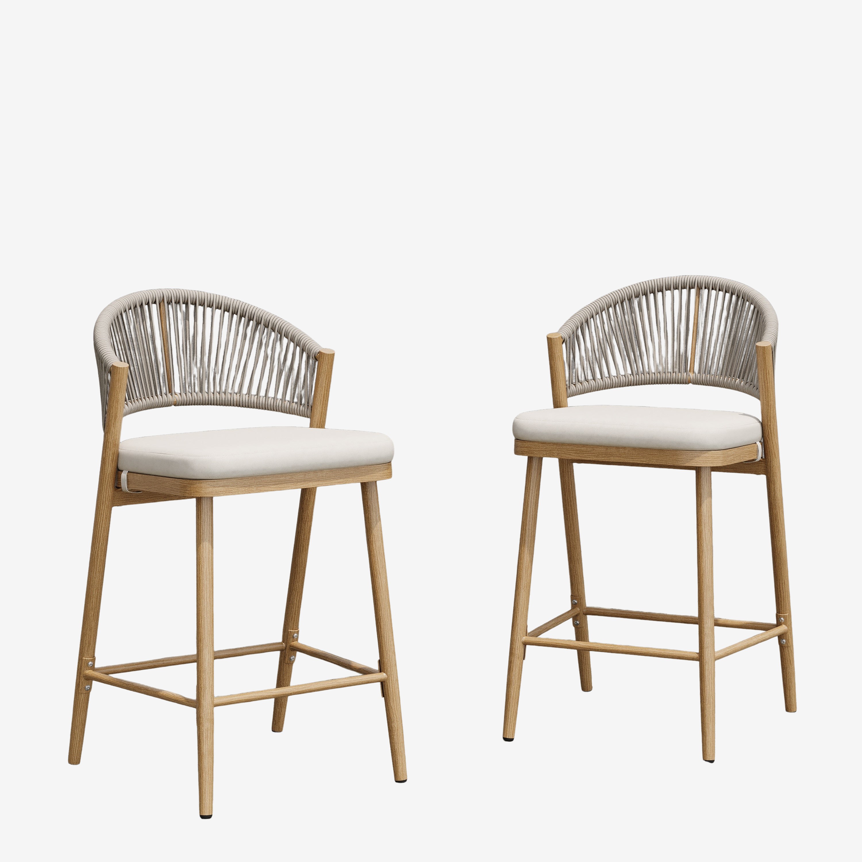 Outdoor 26' Counter Height Metal Frame Counter Stools with Scallop ...