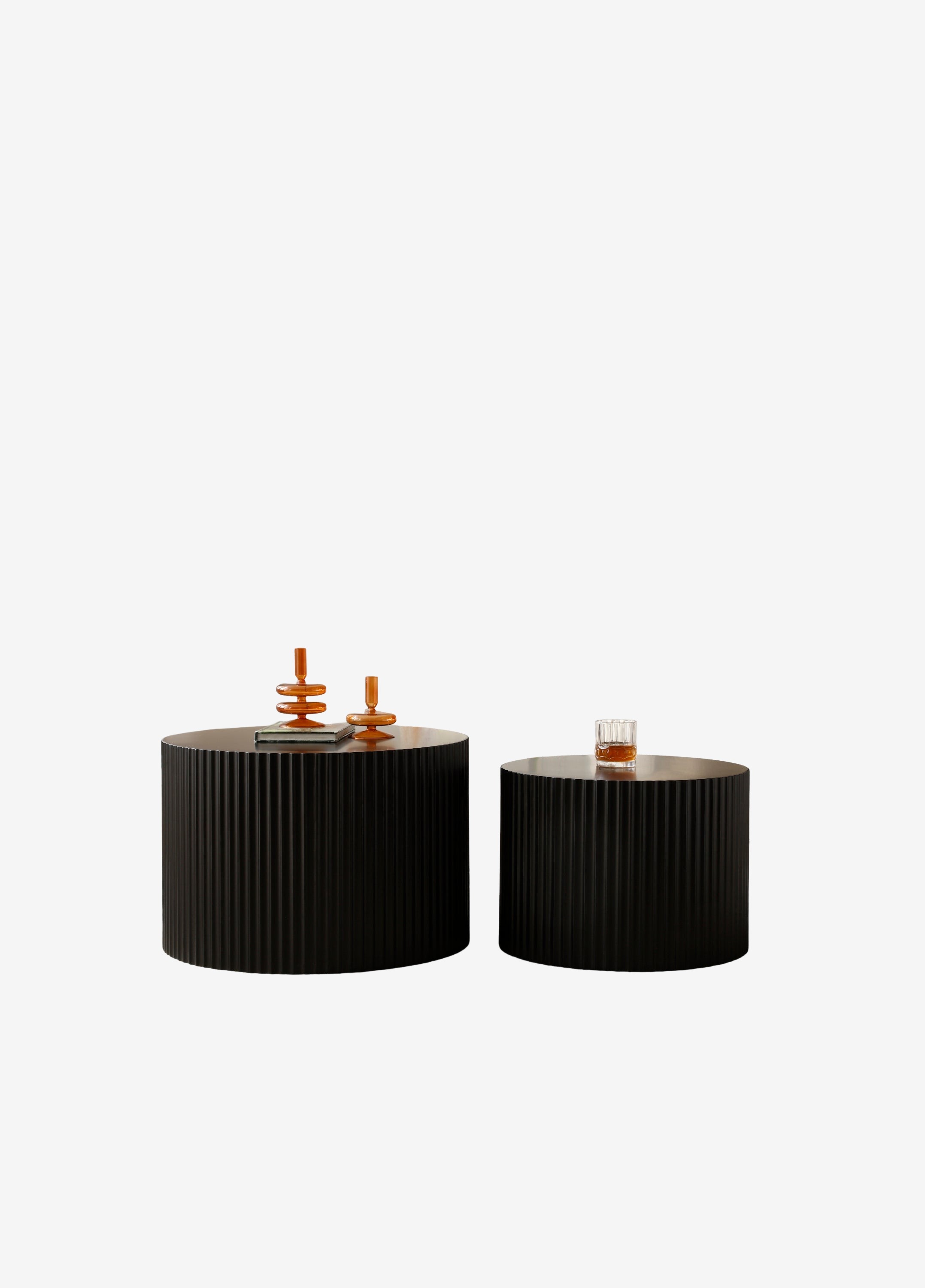 Round Nesting Table Set of 2, Handcraft MDF Coffee Table for Living ...