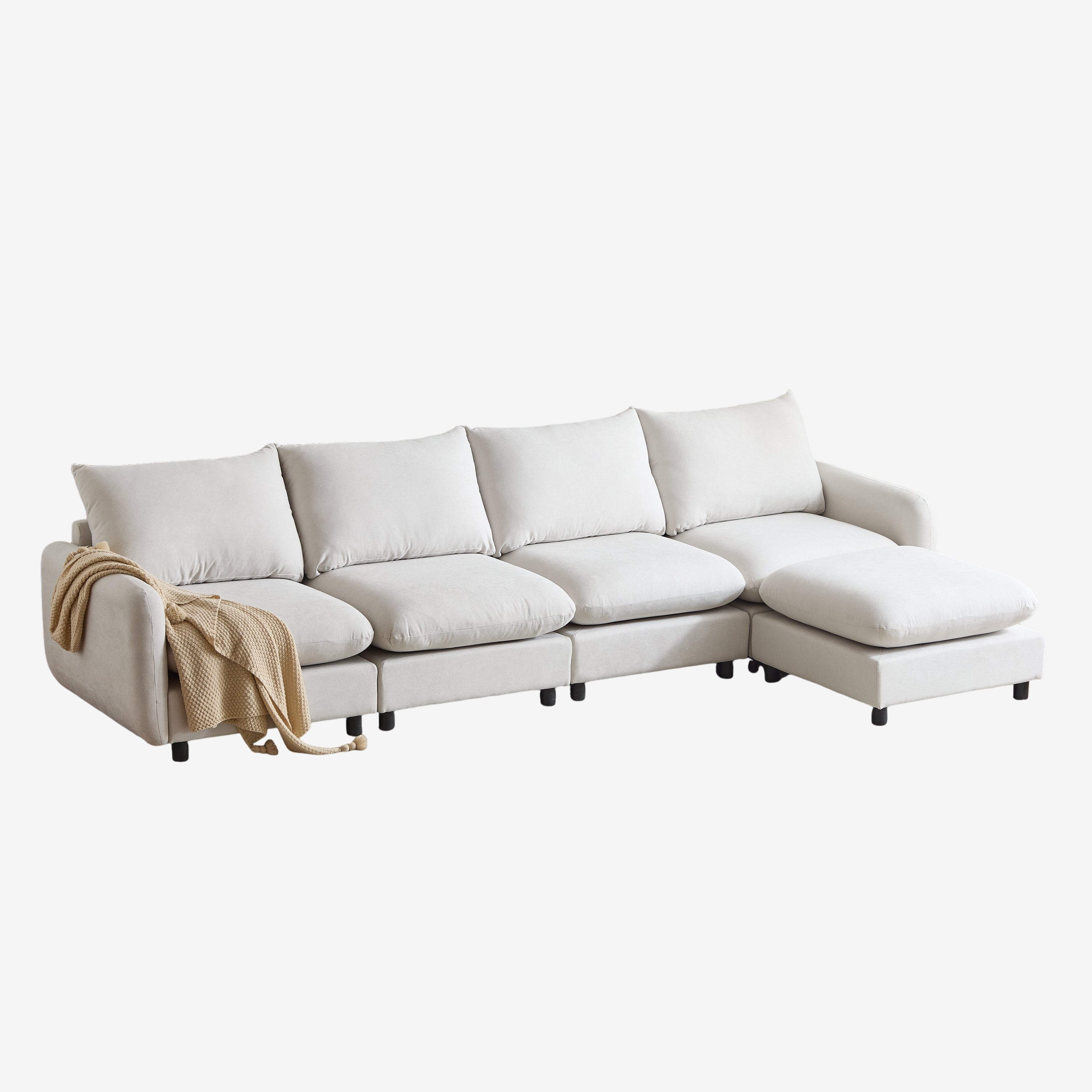 Modular Free Combination L-Shaped Sectional Sofa Couch with Ottoman ...