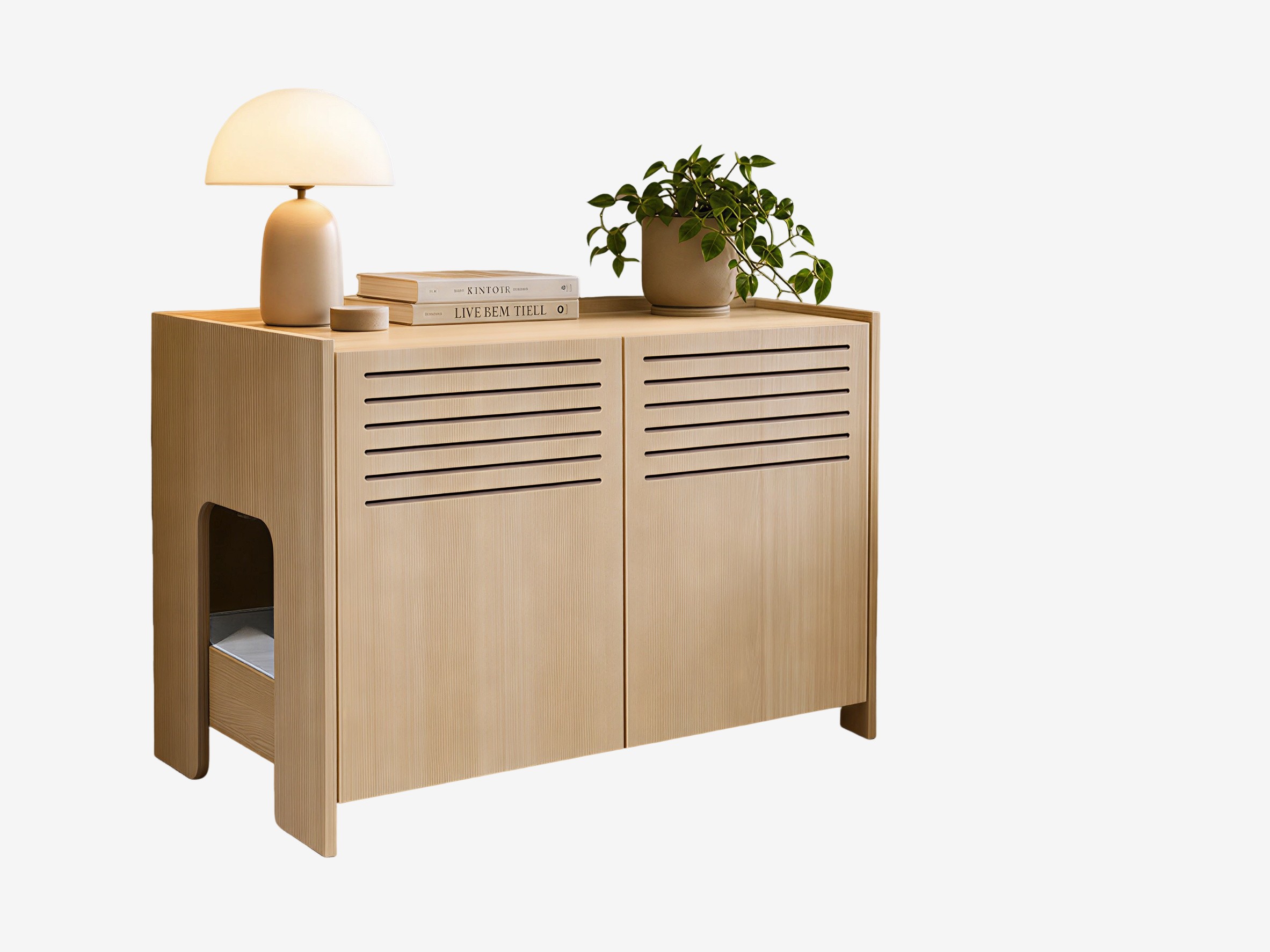 Modern Wooden Cat House with Scratching Pad , Cat Litter Box Enclosure ...