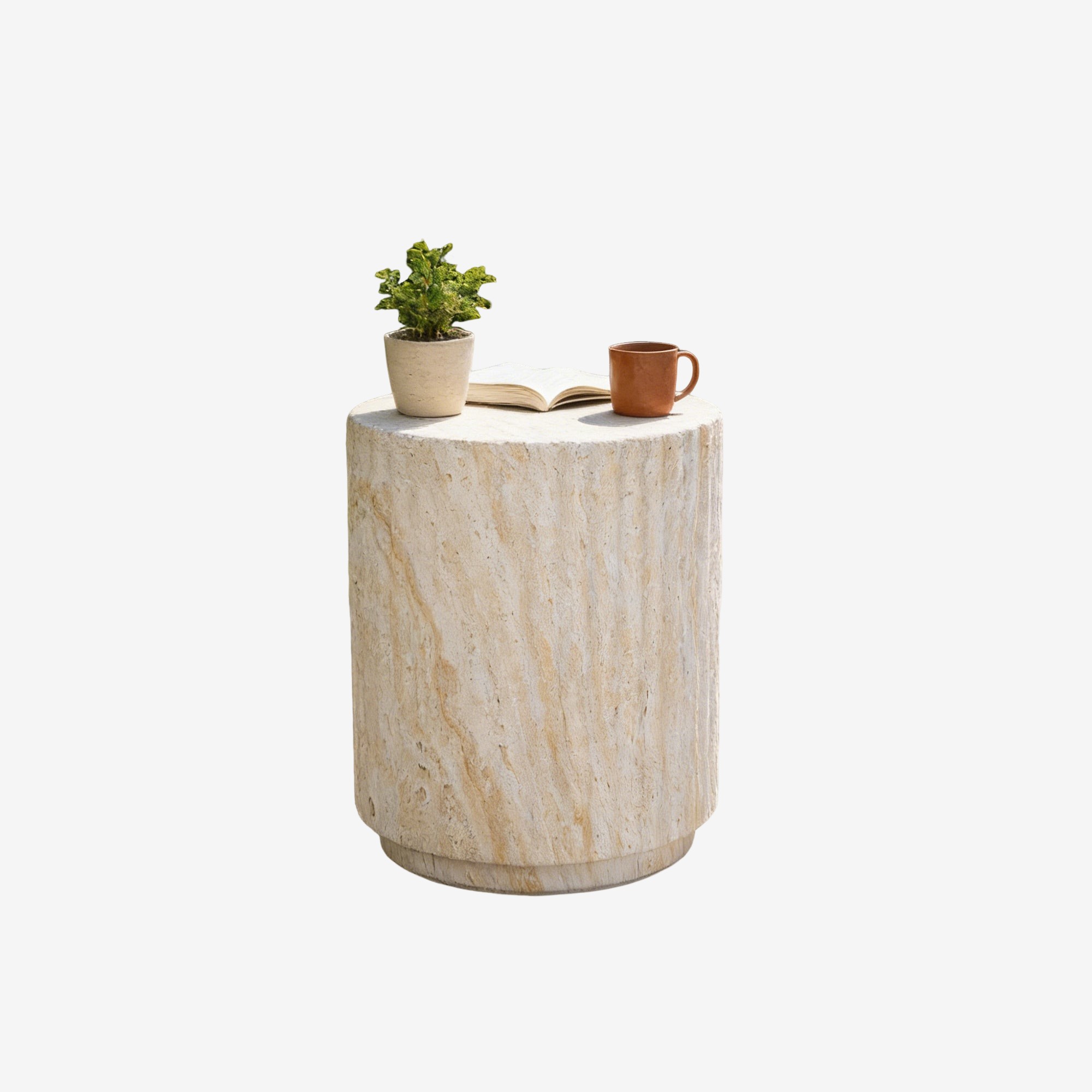 COSIEST Cylinder Shaped MgO Outdoor Side Table with Wave Design - $170 ...