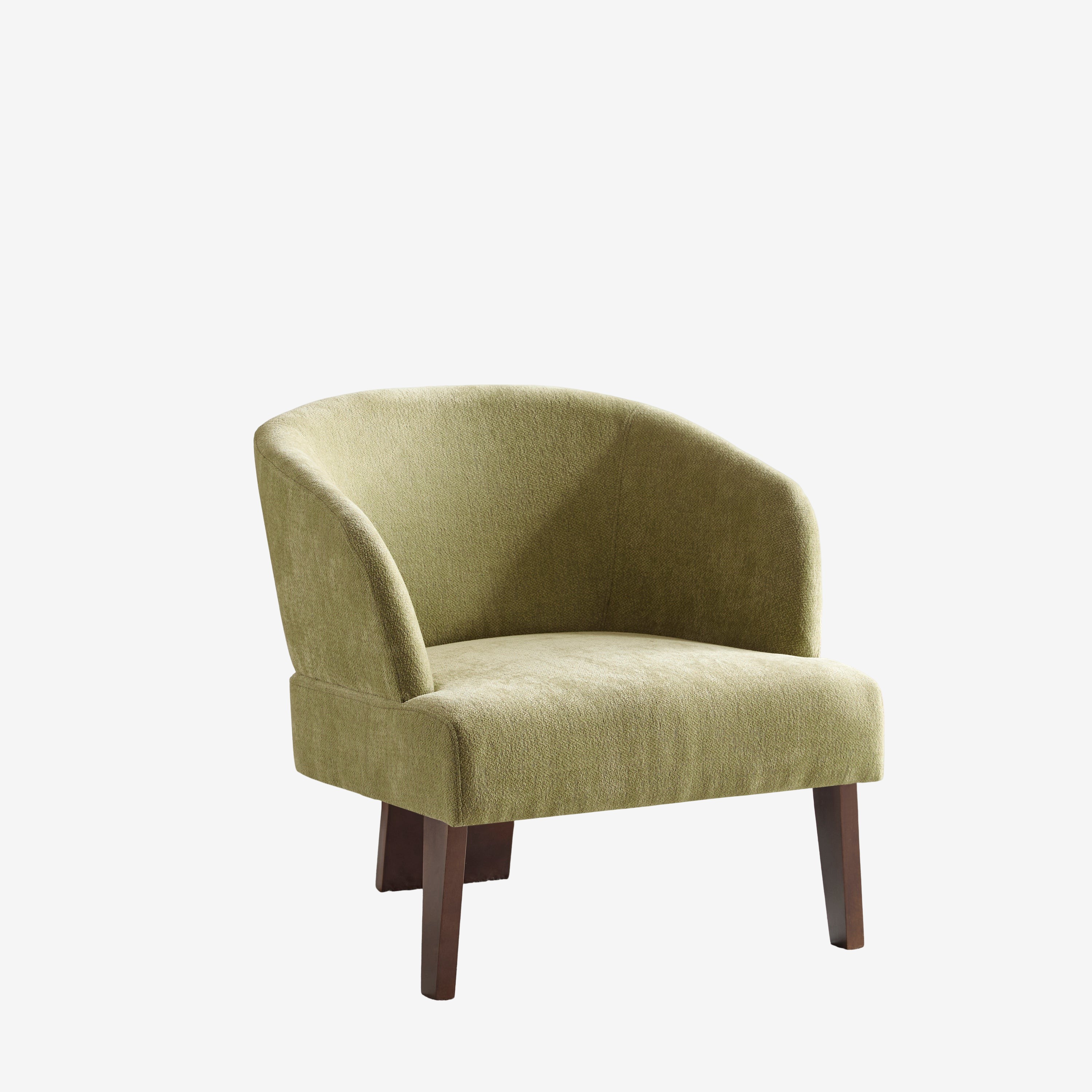 Modern Accent Chair with Round Back & Wooden Legs - Mid-Century ...