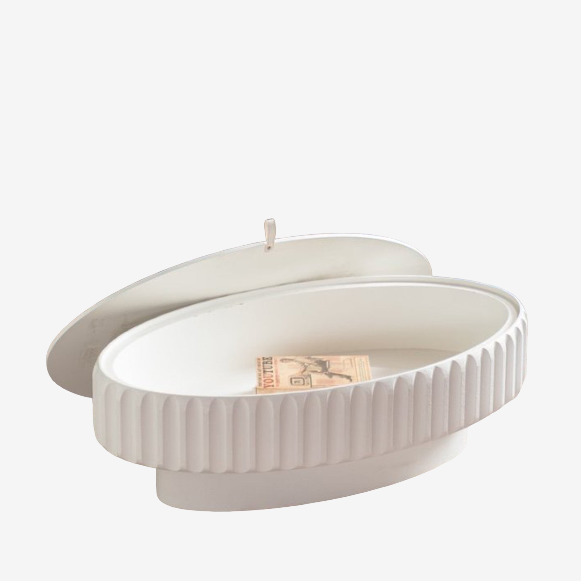 Round Fluted Storage Table with Lift-Off Lid, Sleek Texture - $341.42 ...