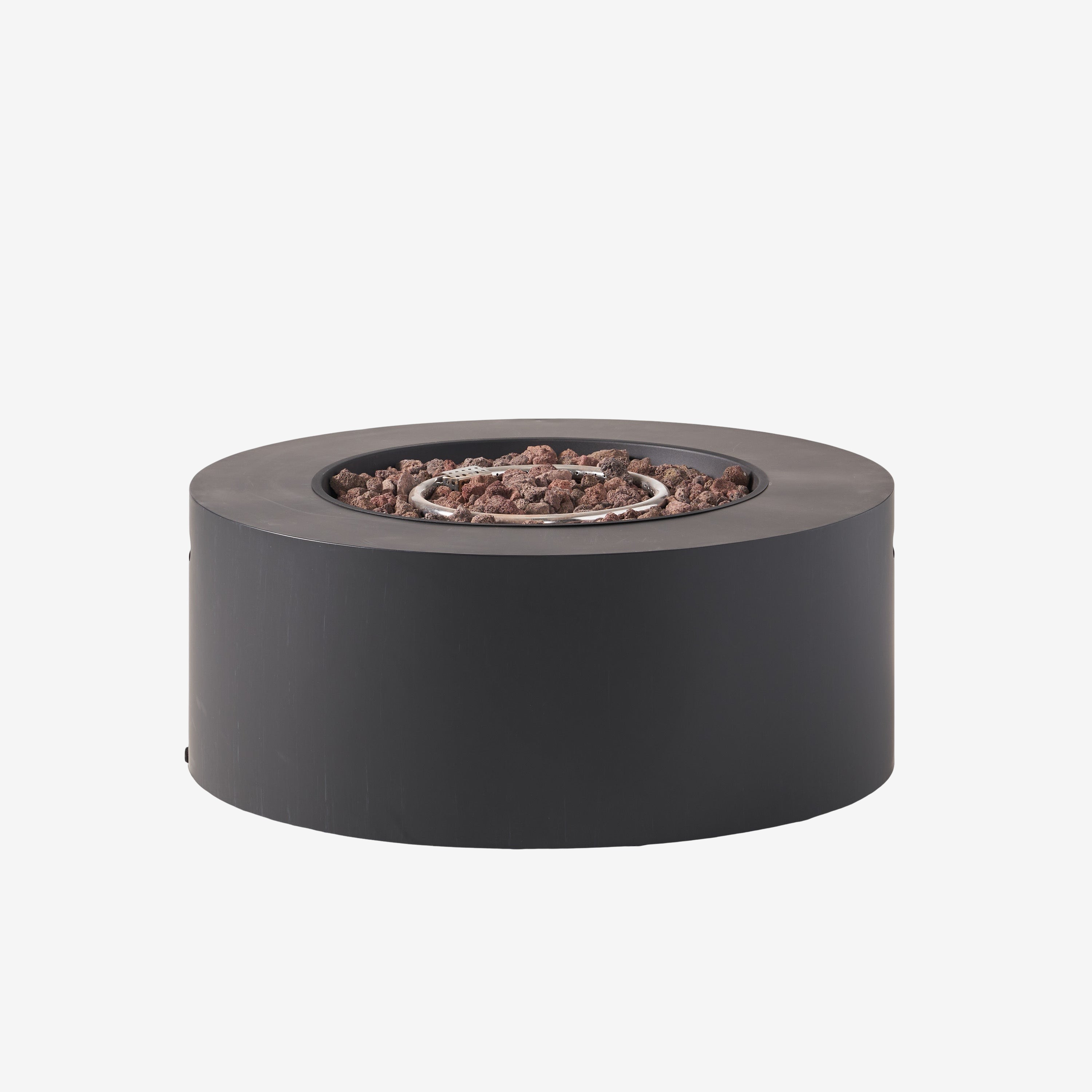 Modern Iron Propane Fire Pit, 32' Round, 40,000 BTU, Dark Grey Finish ...