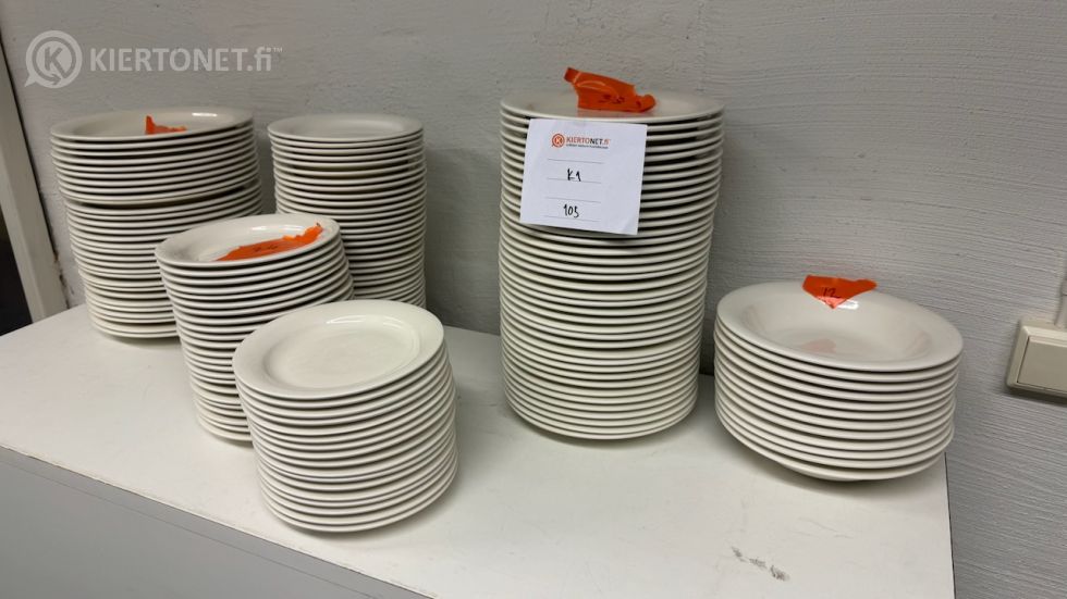 Nro 105/K1, Erä lautasia, Arabia, Arctica Resta, 166 kpl, SVP 10 ...