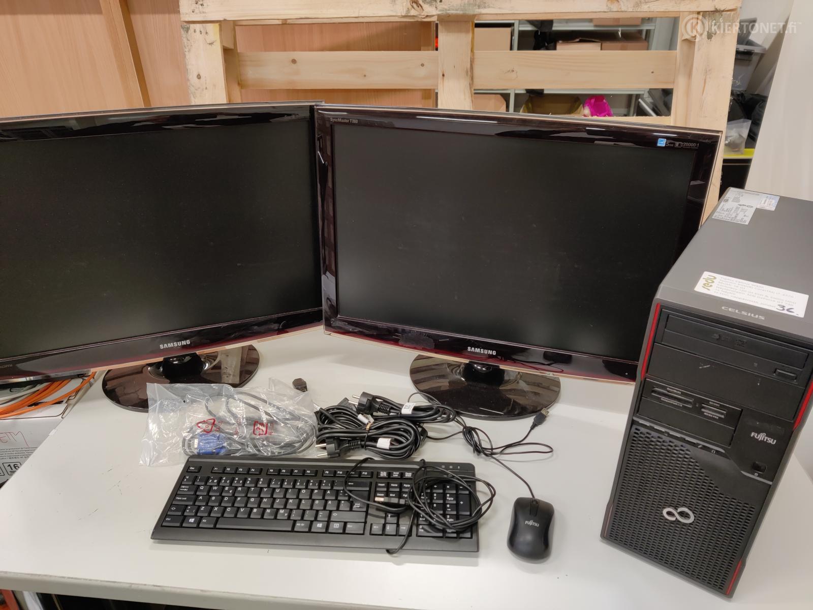 Fujitsu Celsius W420 tehotyöasema + 2 näyttöä (nro 36.) – Kiertonet.fi