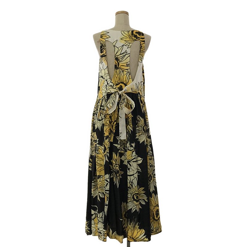 silk 100% / シルク 総柄 ドレス ワンピース / 総裏地 silk 100% / シルク 総柄 ドレス ワンピース / 総裏地