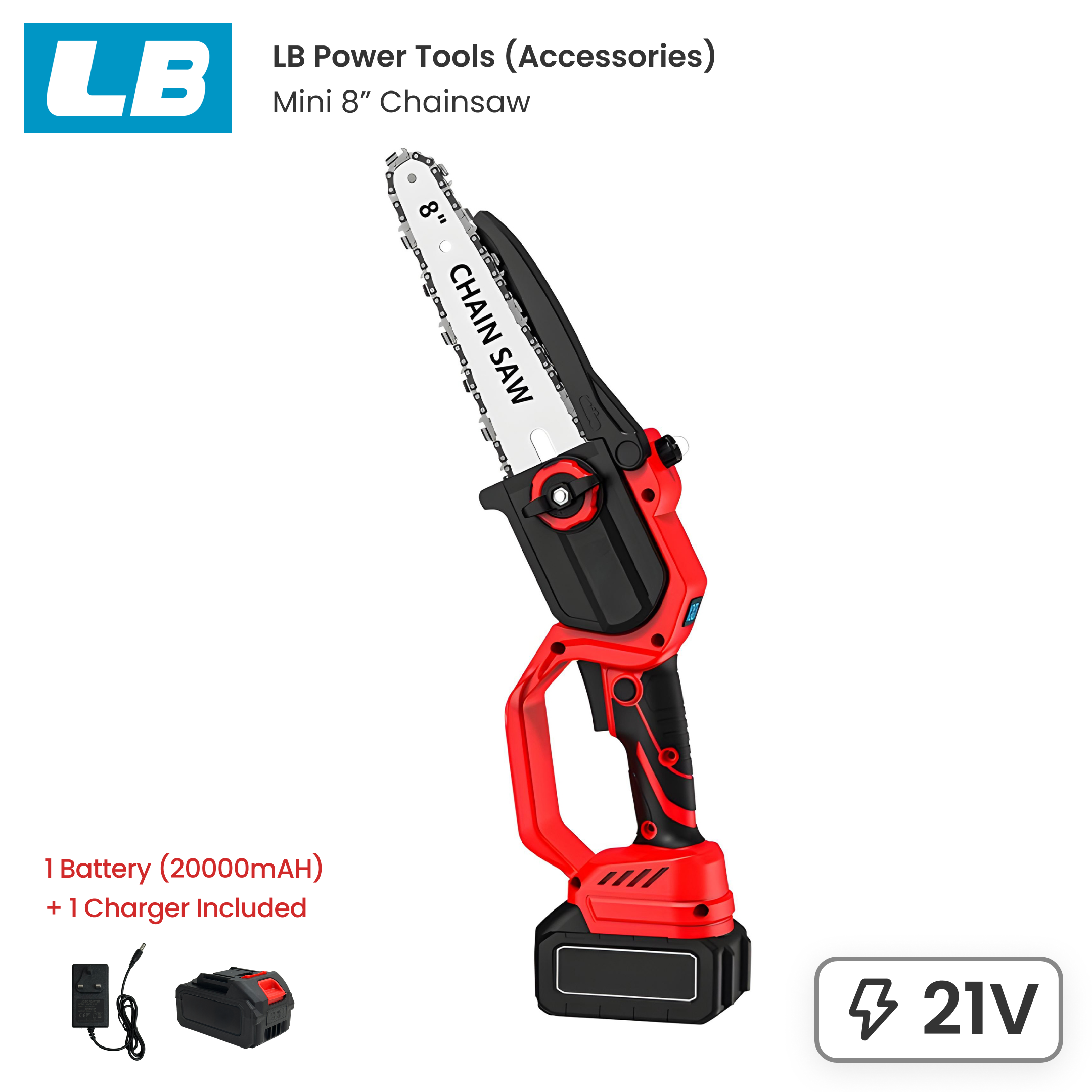 KM Lighting - LB 21V Mini Chainsaw 8" 20000mAh