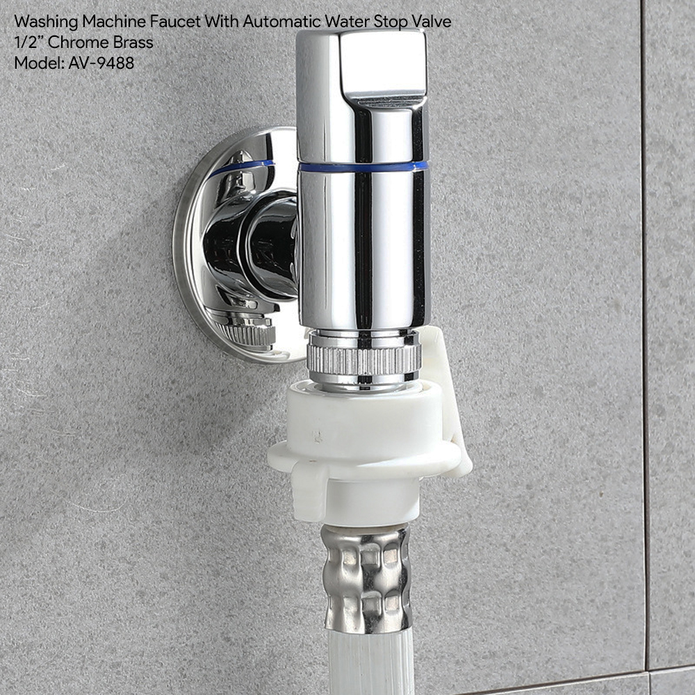 KM Lighting - Wall Bib Tap With Washer Head & Water Stop Valve (AV-9488)