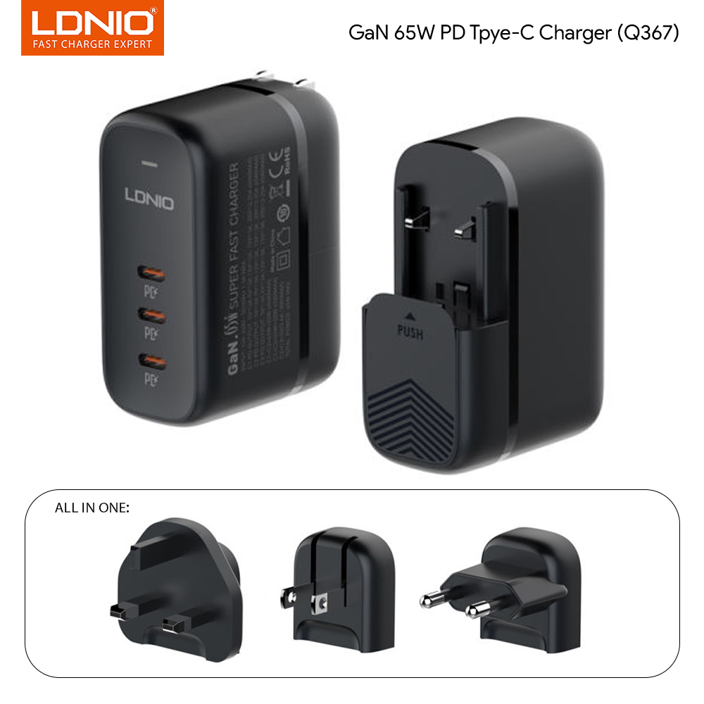 KM Lighting - LDNIO GaN 65W PD Tpye-C USB Charger (Q367)