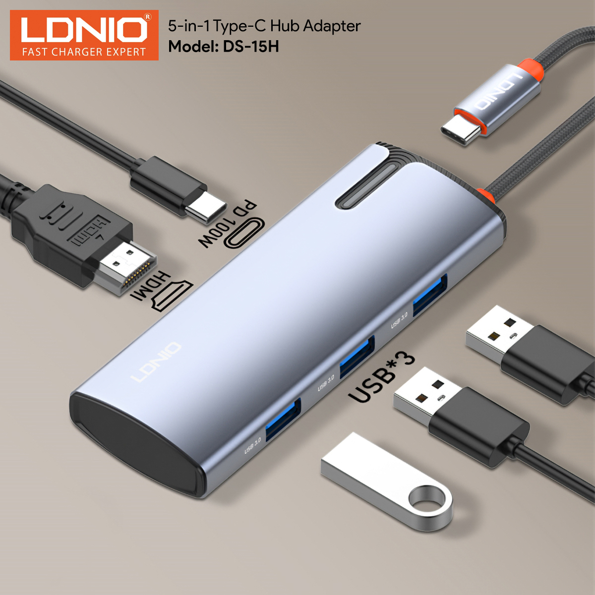 KM Lighting - LDNIO Dock Station 5-In-1 Type-C Hub Adapter (DS-15H)