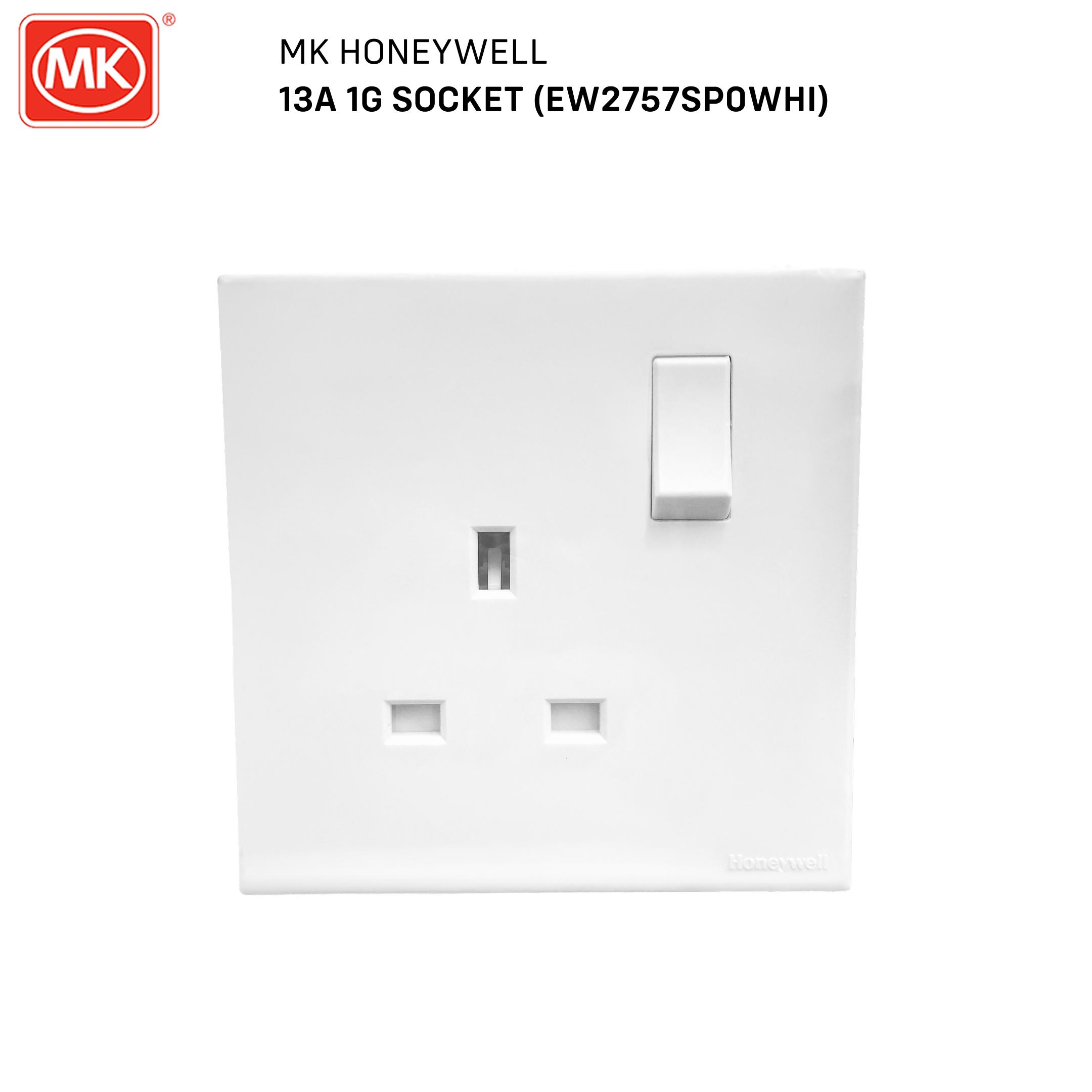 KM Lighting - MK Elegant White - 13A 1G Socket (EW2757SP0WHI)