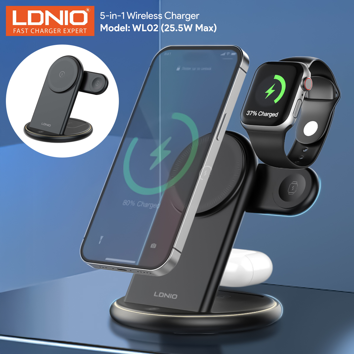 KM Lighting - LDNIO 5-in-1 Wireless Charger WL02