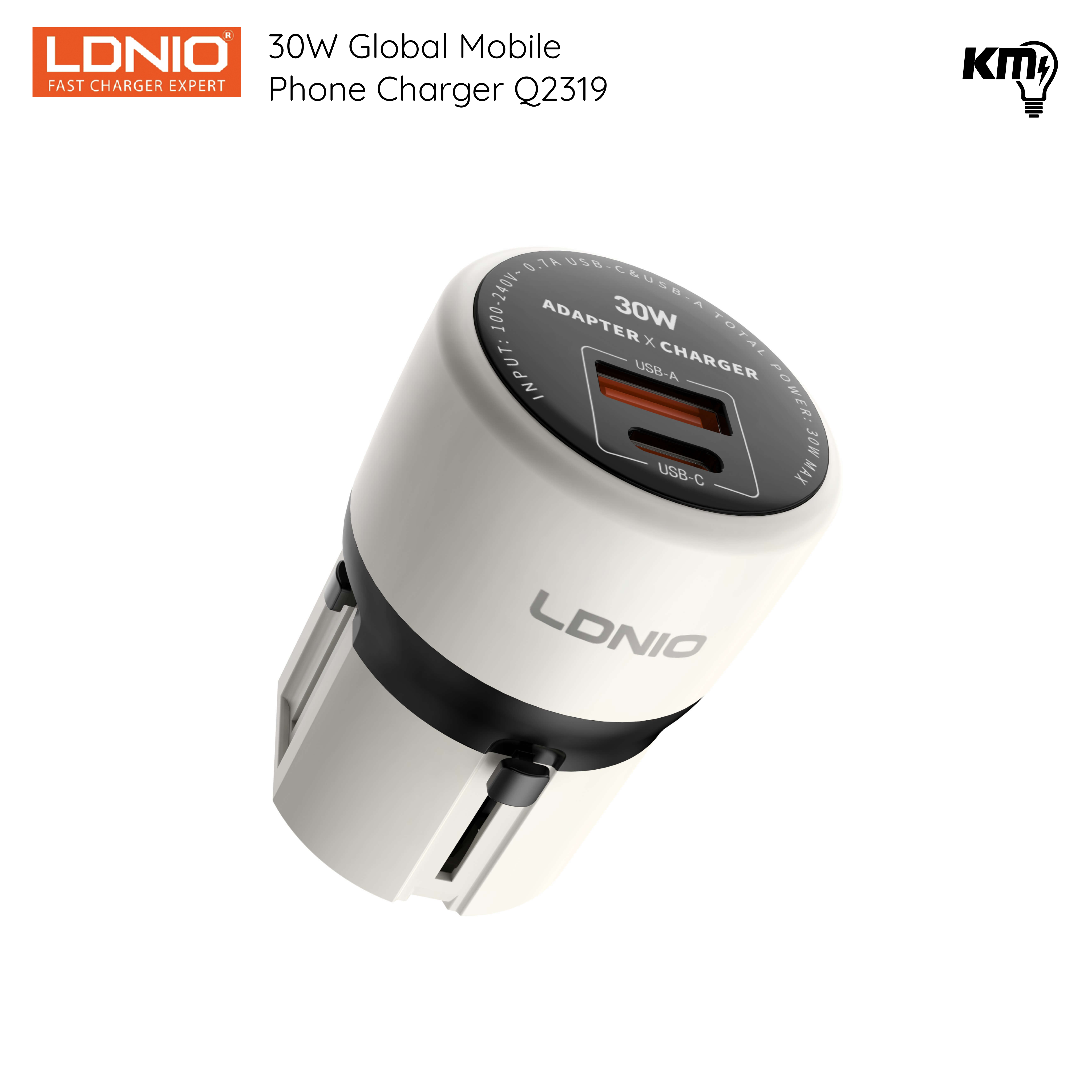 KM Lighting - LDNIO Universal Charger Plug - Q2319 (USB A+USB C)